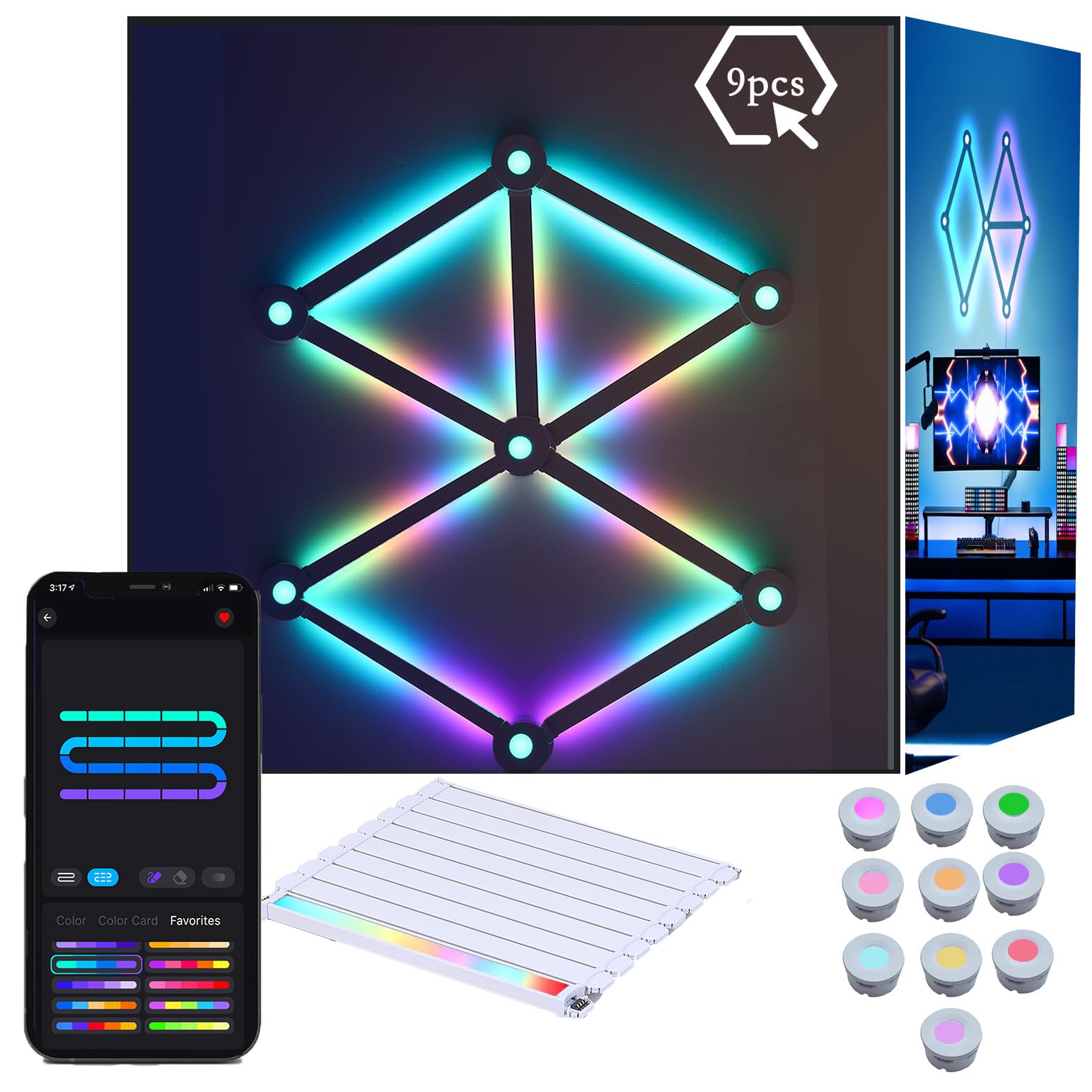 Amazon.com: HEDCINLT RGB Wall Light lines, Smart Gaming LED Lights DIY ...