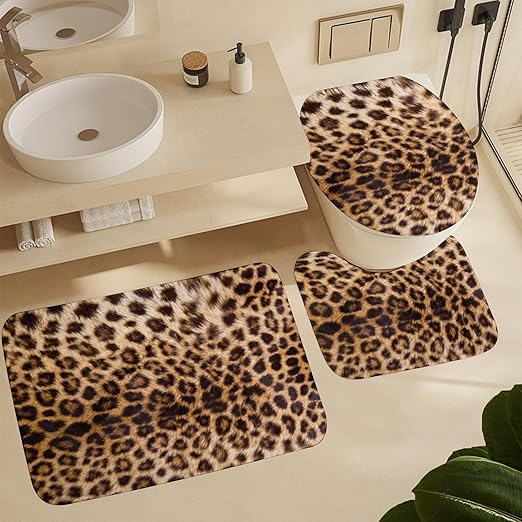 Amazon.com: Deiubuc Leopard Print Bathroom Rug Sets 3 Piece Animal Skin ...