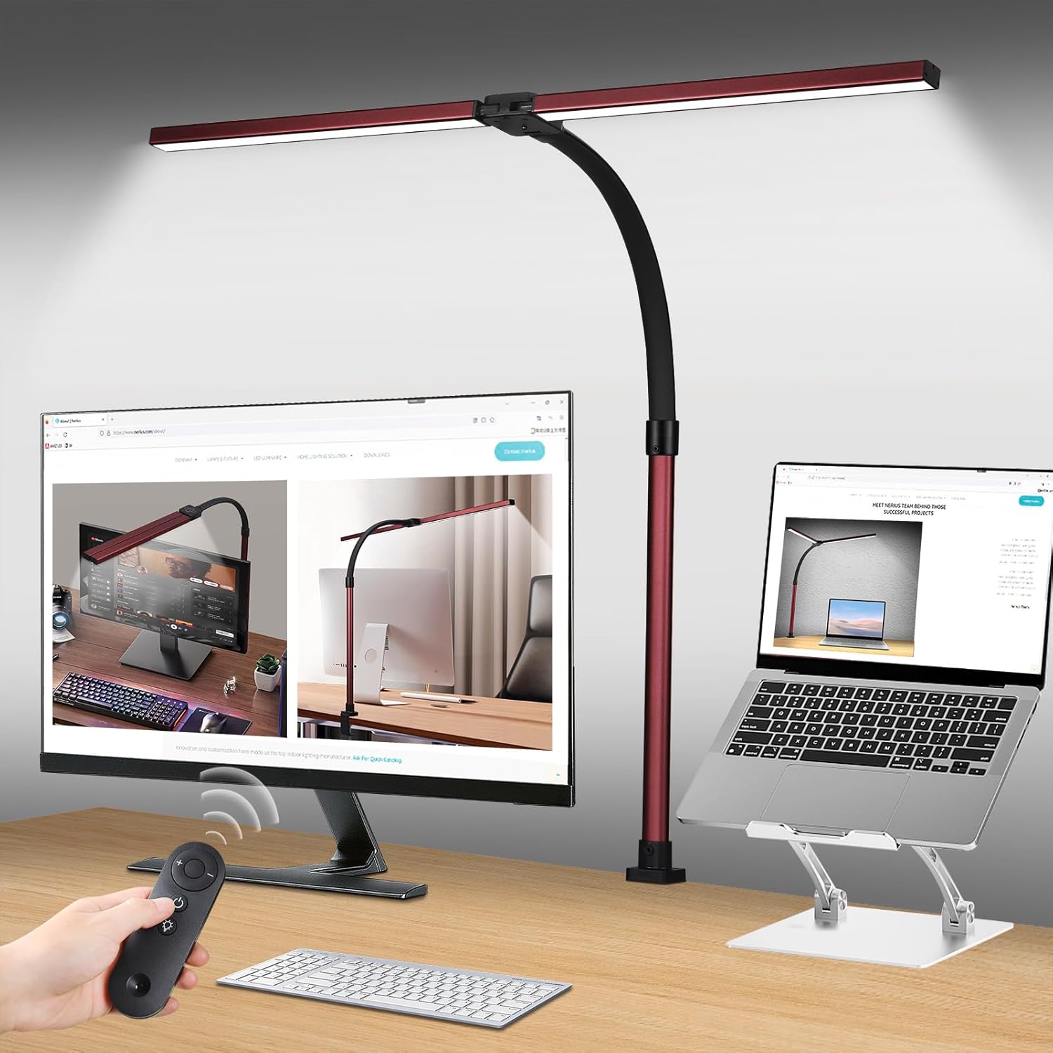 LED Desk Lamp, Double Head Clip On Architect Desk Lamps, Bright Modern ...