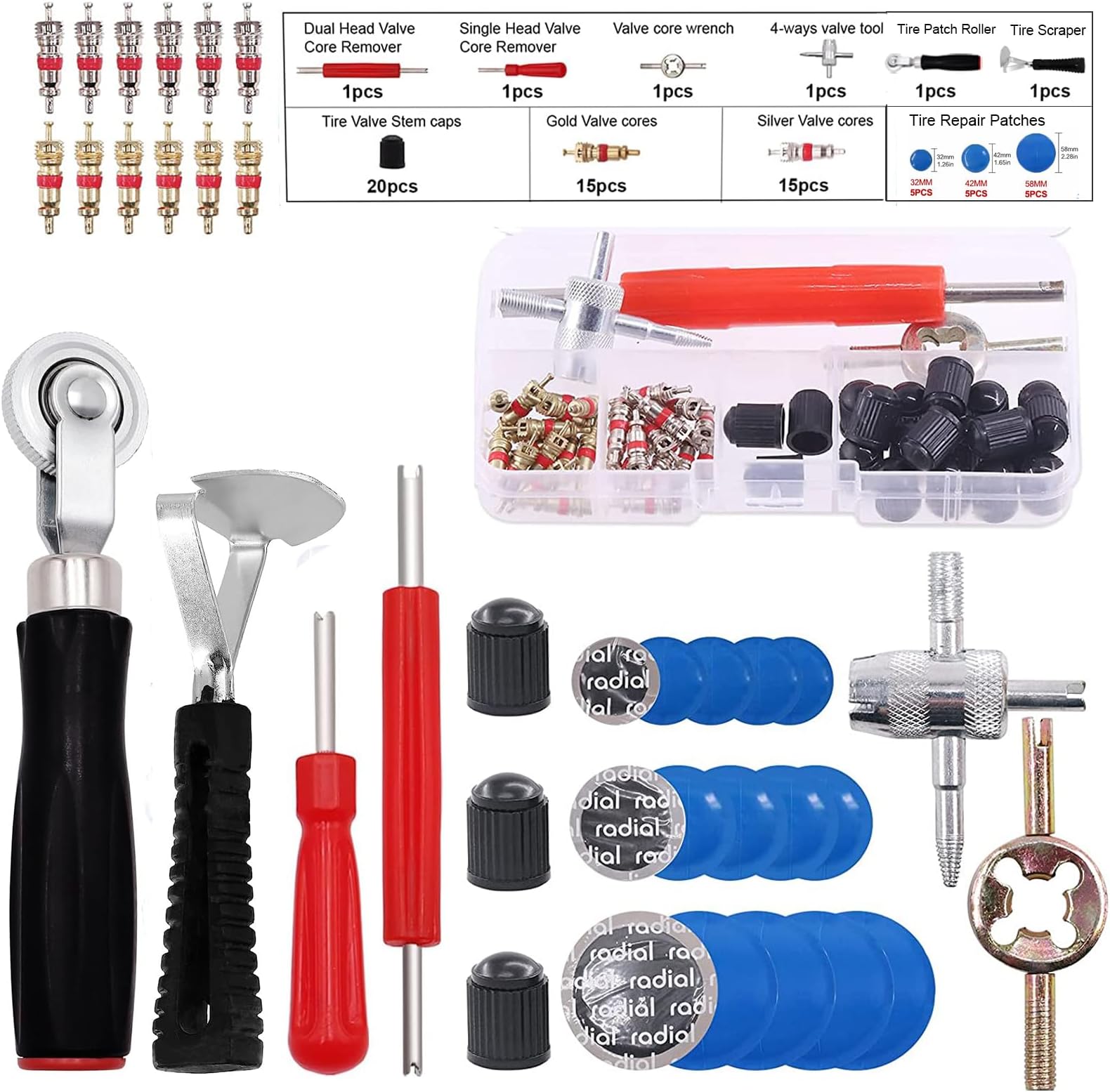 Amazon.com: Swpeet 70Pcs Tire Patch Roller Tool Kit, Tire Liner Scraper ...