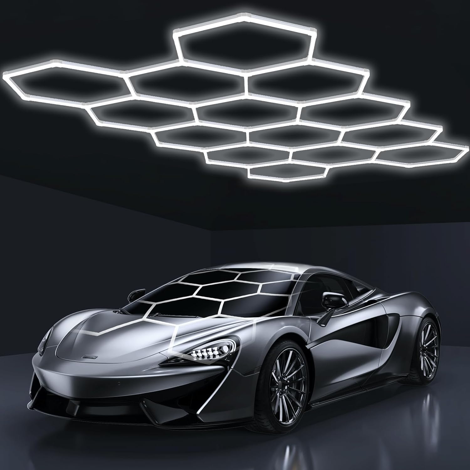 HYPERLITE Gen 2 Hexagon Garage LED Light, Upgraded 3 Level Dimmable ...