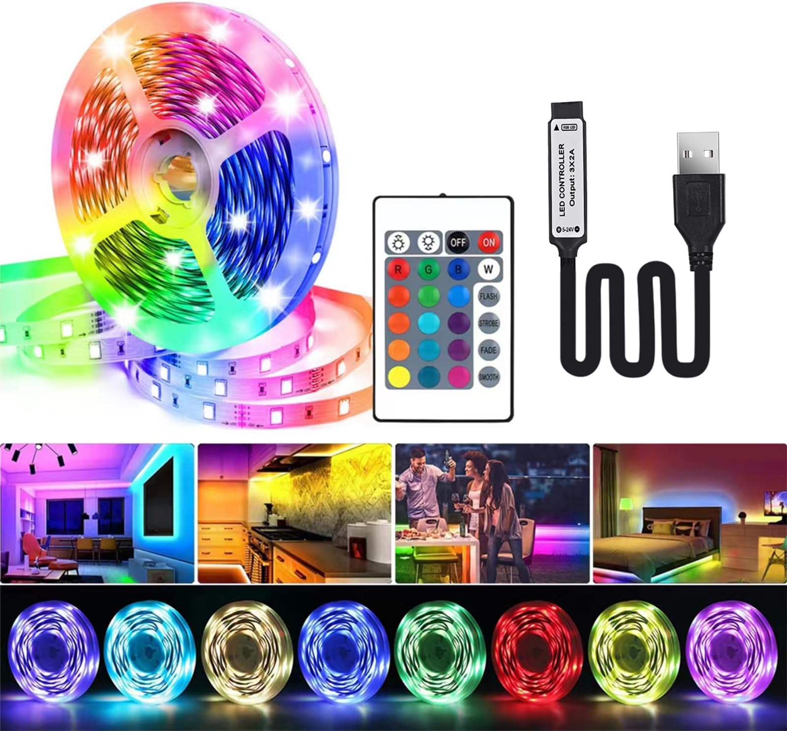 Amazon.com: LED Strip Lights for TV,13.12ft USB Powered Led Strip ...