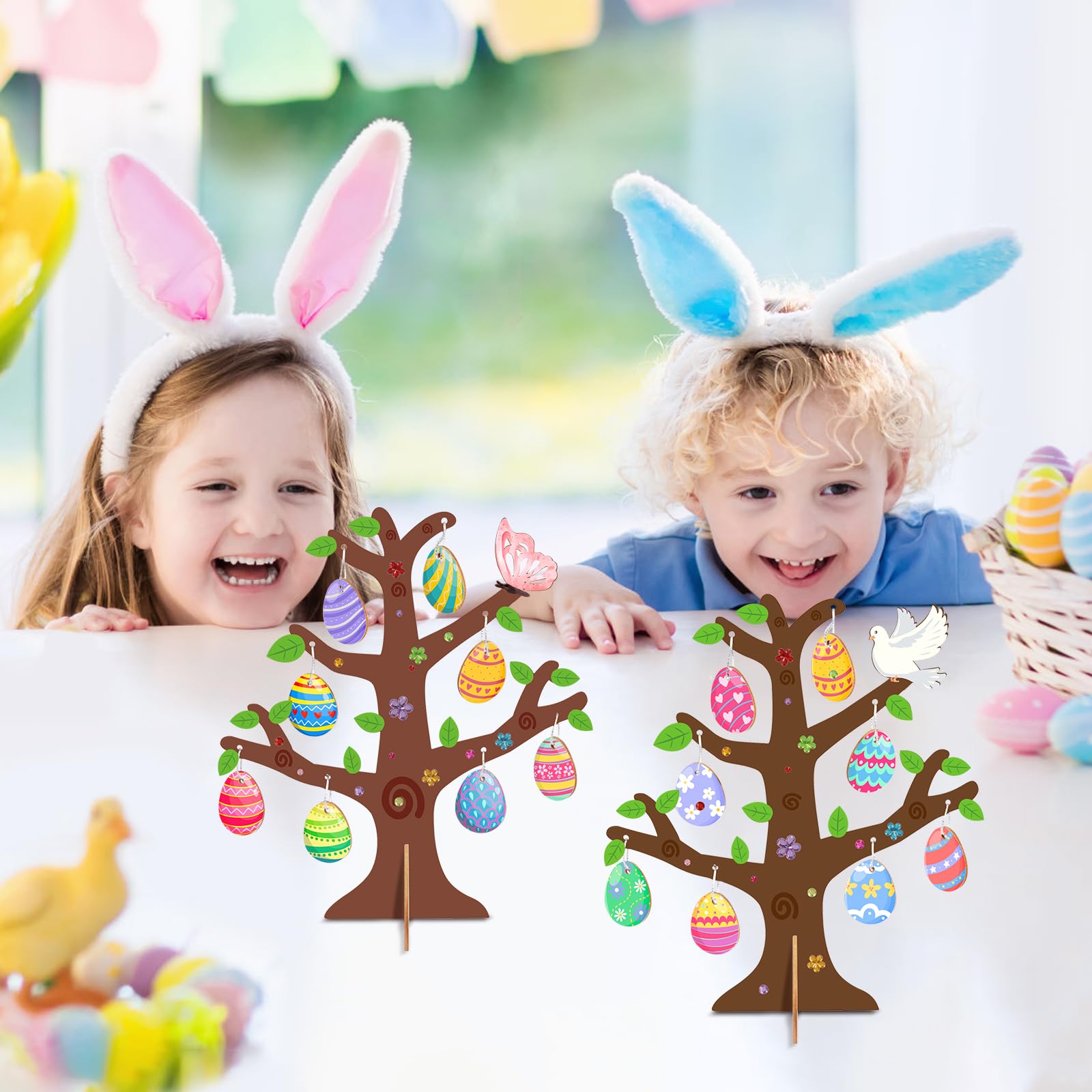Snapklik.com : Fennoral 6 Pack 3D Wooden Easter Egg Tree Craft Kit For Kids