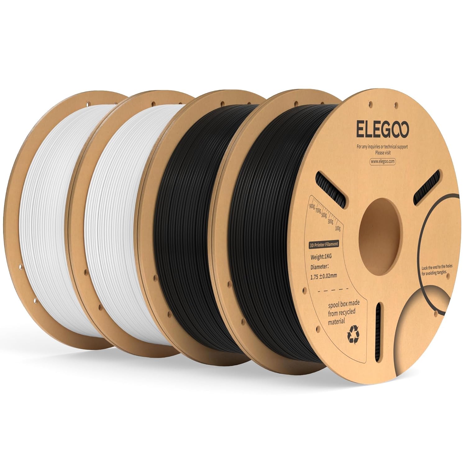 Brandclub - ELEGOO PLA Plus Filament 1.75mm Black & White 4KG, PLA+ ...