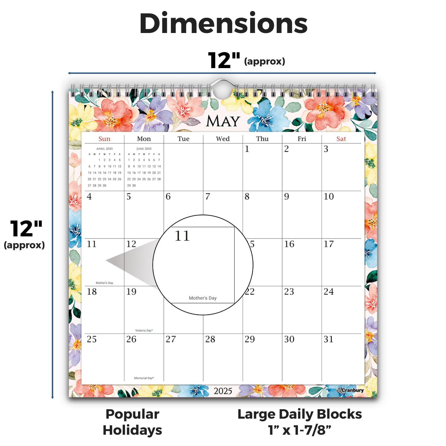 Snapklik.com : CRANBURY Large 12x12 Wall Calendar 2025