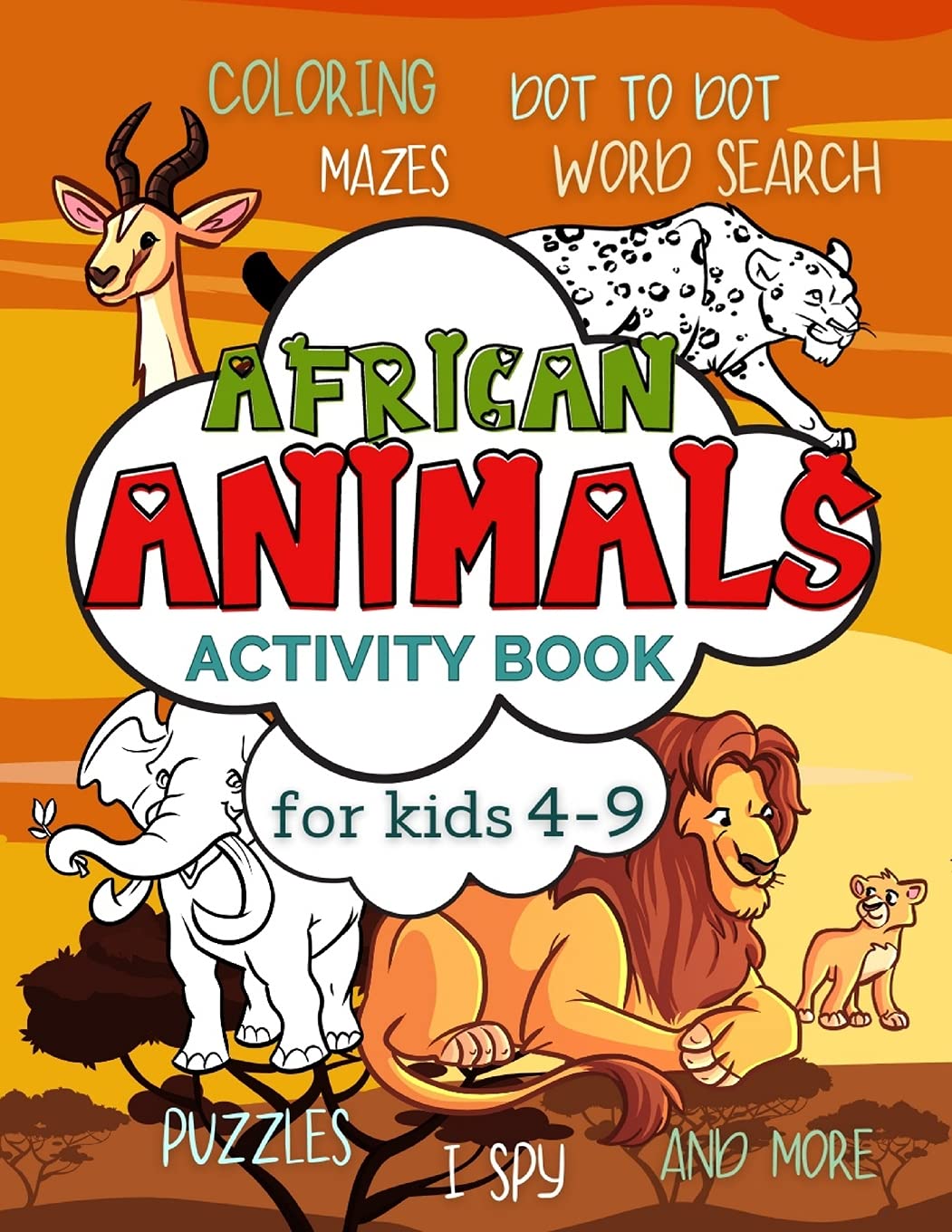 Buy African Animals Activity Book for Kids 4-9: Workbook Full of ...