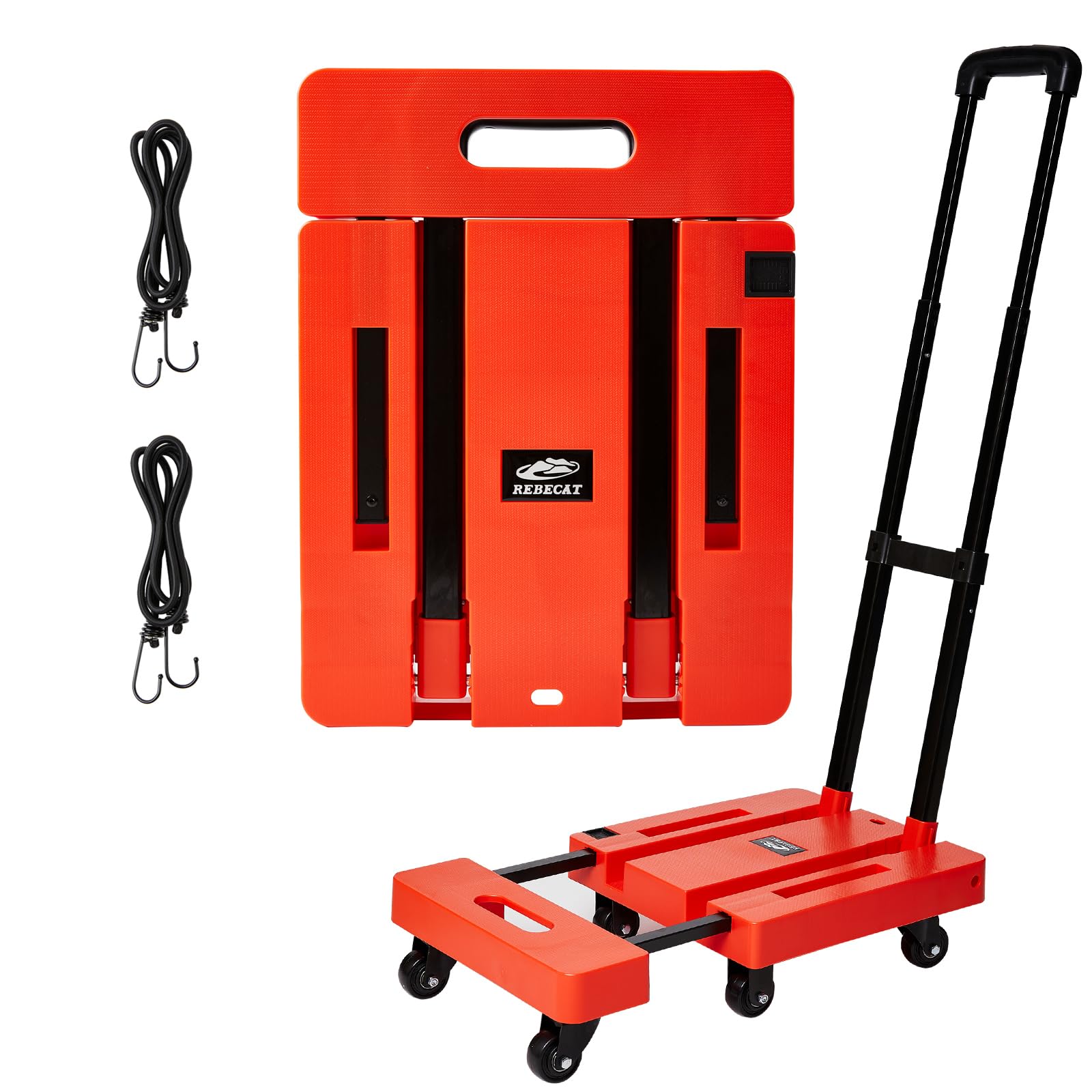 REBECAT Folding Hand Truck Heavy Duty Folding Hand Truck Dolly with 4 ...