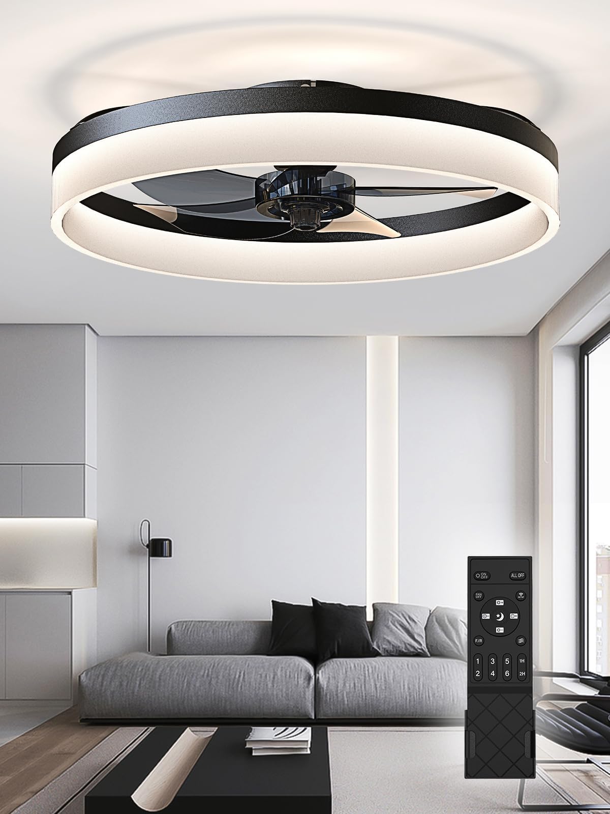 Artika Edwin 25"" LED Chandelier Ceiling Fan, Silver - Amazon.com