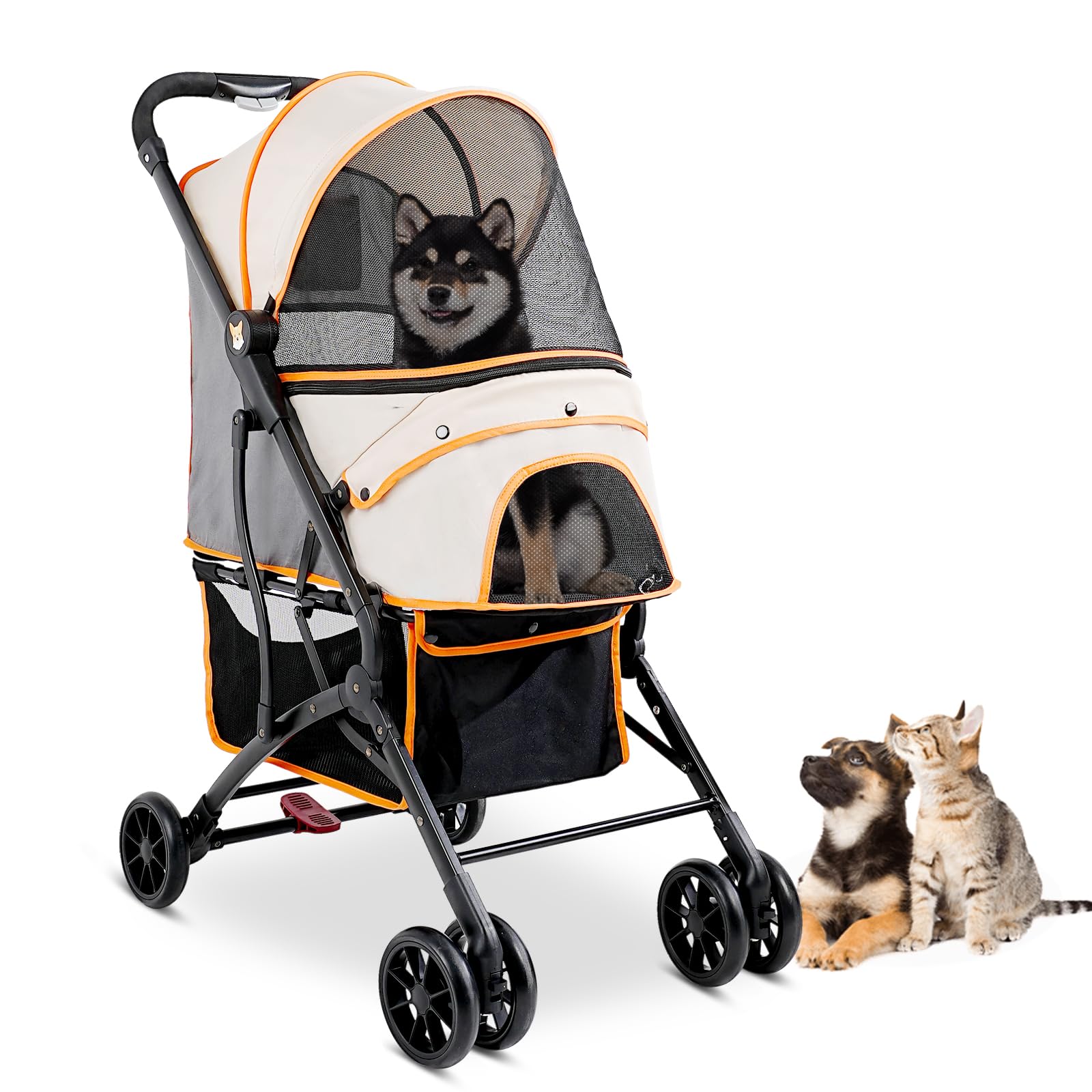 Amazon.com: Bebevir 4 Wheels Dogs Cats Stroller for Small Medium Dogs ...