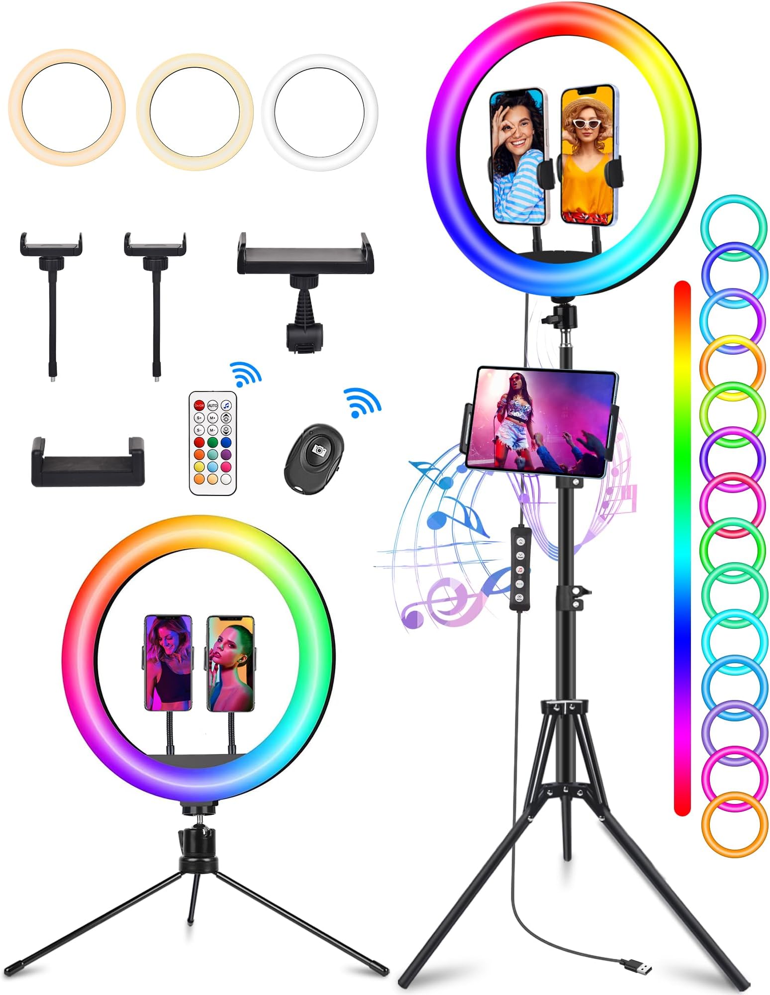 Amazon.com: STALLY 13.3" Ring Light with Stand, Music Mode, 75" Tall ...