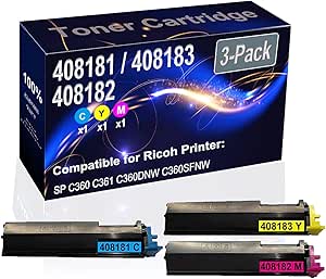 Amazon.com: Kolasels 3-Pack (C+Y+M) Compatible SP C360 C361 C360DNW C360SFNW Laser Printer Toner ...