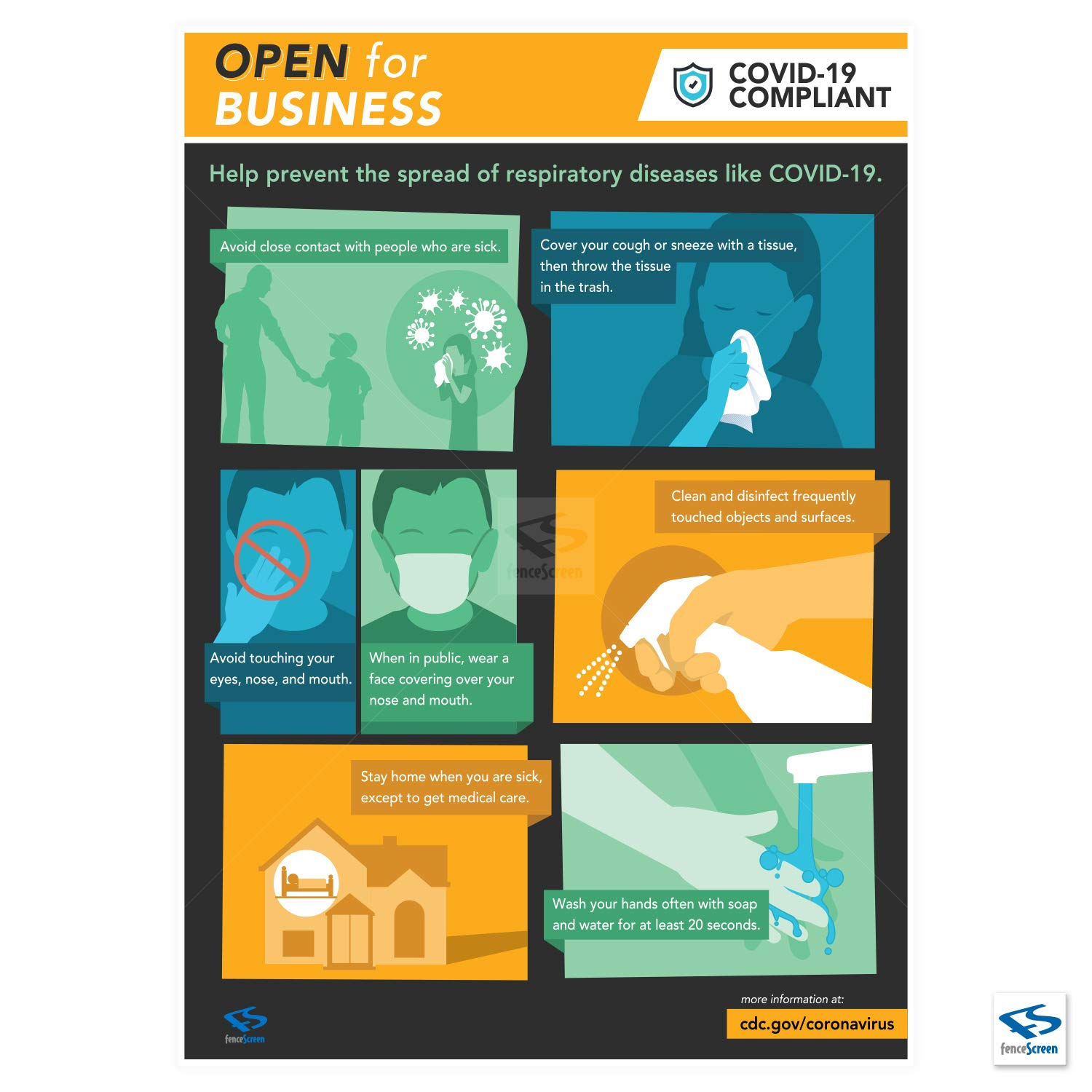 CDC COVID-19 Workplace Signage Stop The Spread Workplace Posters - 2 ...