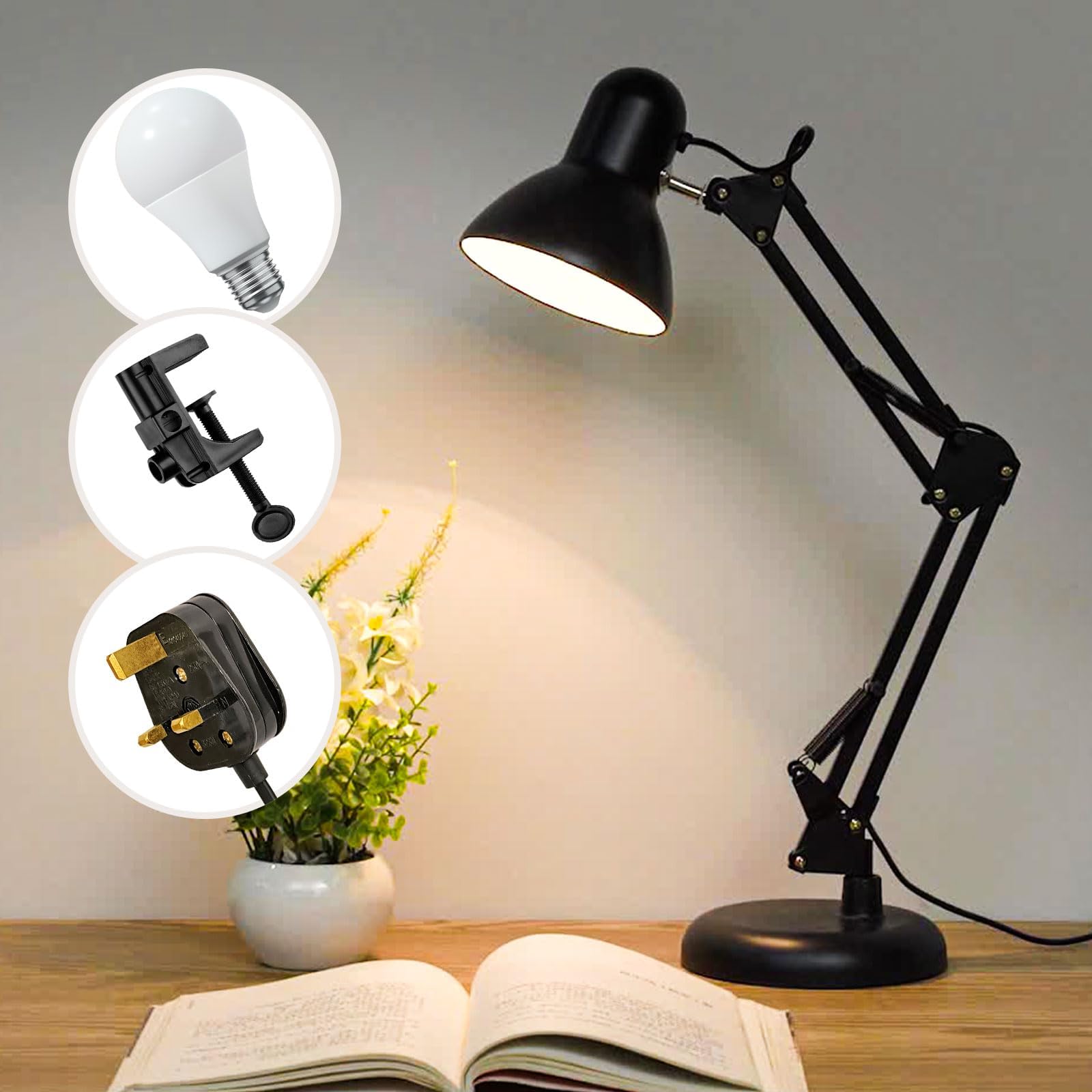 Sparkling Wonderful Metal Swing Arm Desk Lamp, Multi Joint Adjustable ...