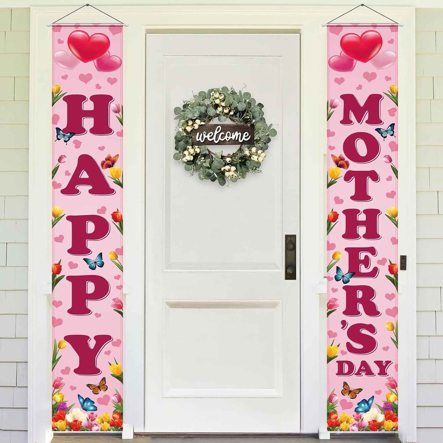 Amazon.com: Arosche Mothers Day Banner 2 Pack Happy Mothers Day ...