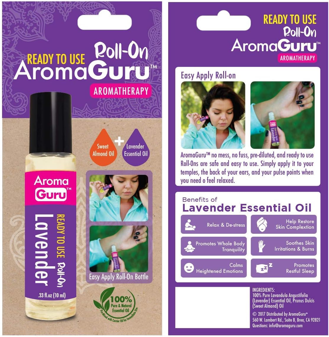 Amazon.com: Aroma Guru Roll-On Lavender Essential Oil : Health & Household