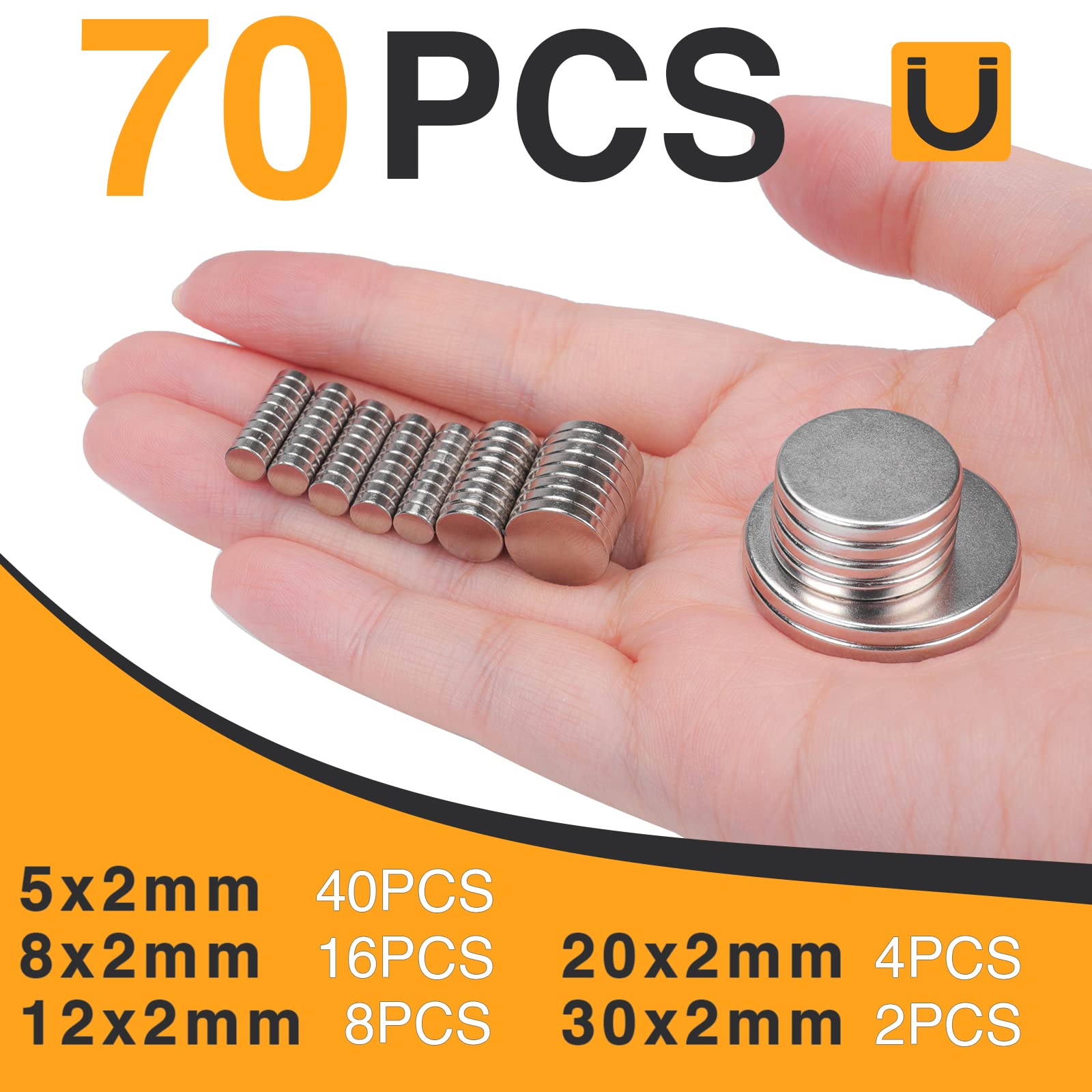 Snapklik.com : 70Pcs Refrigerator Magnets, 5 Different Size Small Round ...