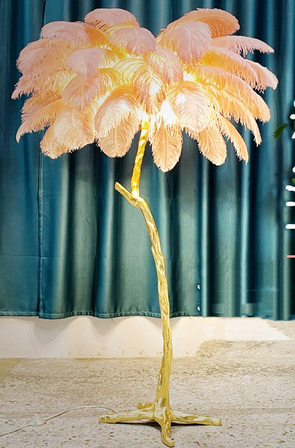 Floor Lamp, Modern Luxury Real Ostrich Feather Floor Lamp Resin, with ...