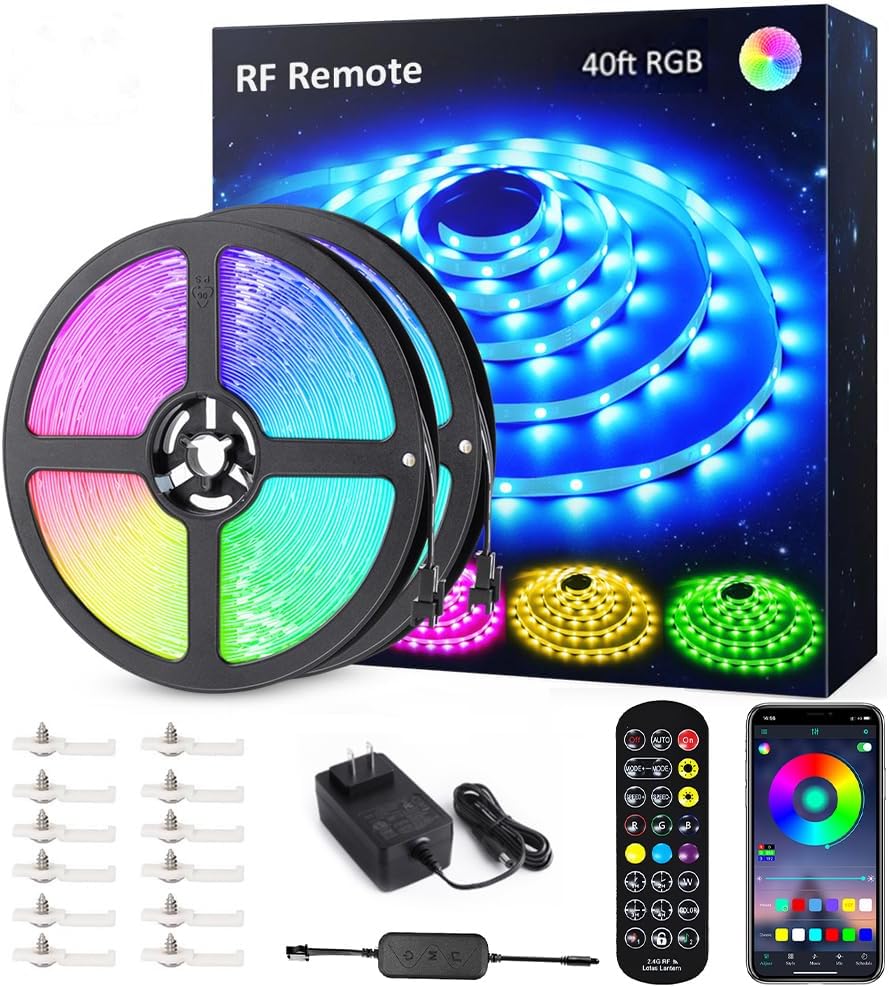 Amazon.com: NOVOSTELLA 40ft RGB Smart LED Strip Light kit, Flexible ...