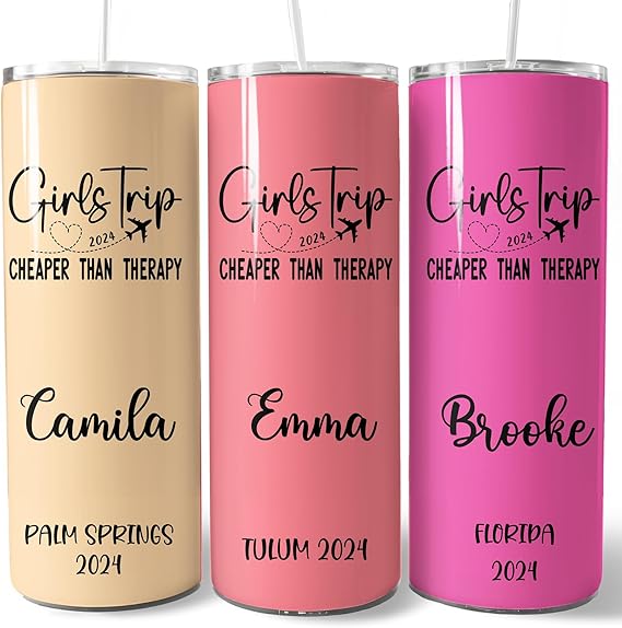 Amazon.com | Personalized Girls Trip Tumbler with Lid and Straw, Girls ...