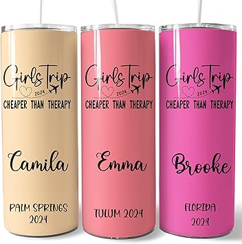 Amazon.com | Personalized Girls Trip Tumbler with Lid and Straw, Girls ...