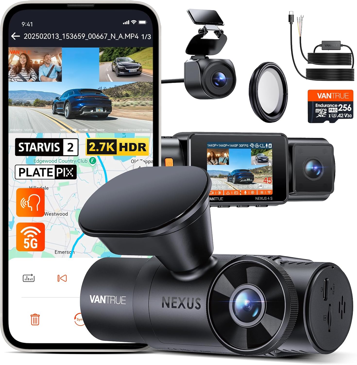Amazon.com: 【Bundle: Vantrue N4S Dash Cam + Hardwire Kit + 256GB ...