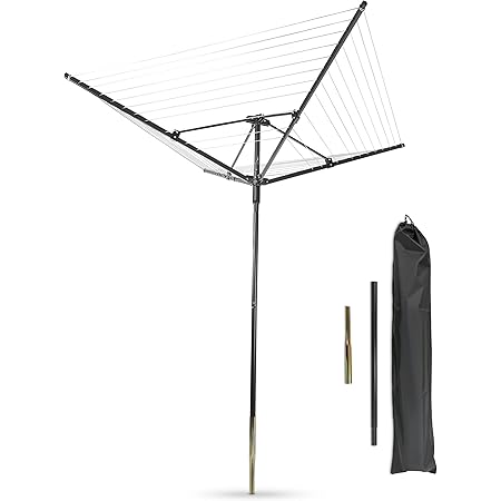 4 Arm 45M Portable Folding Rotary Washing Line for Outdoor & Garden ...