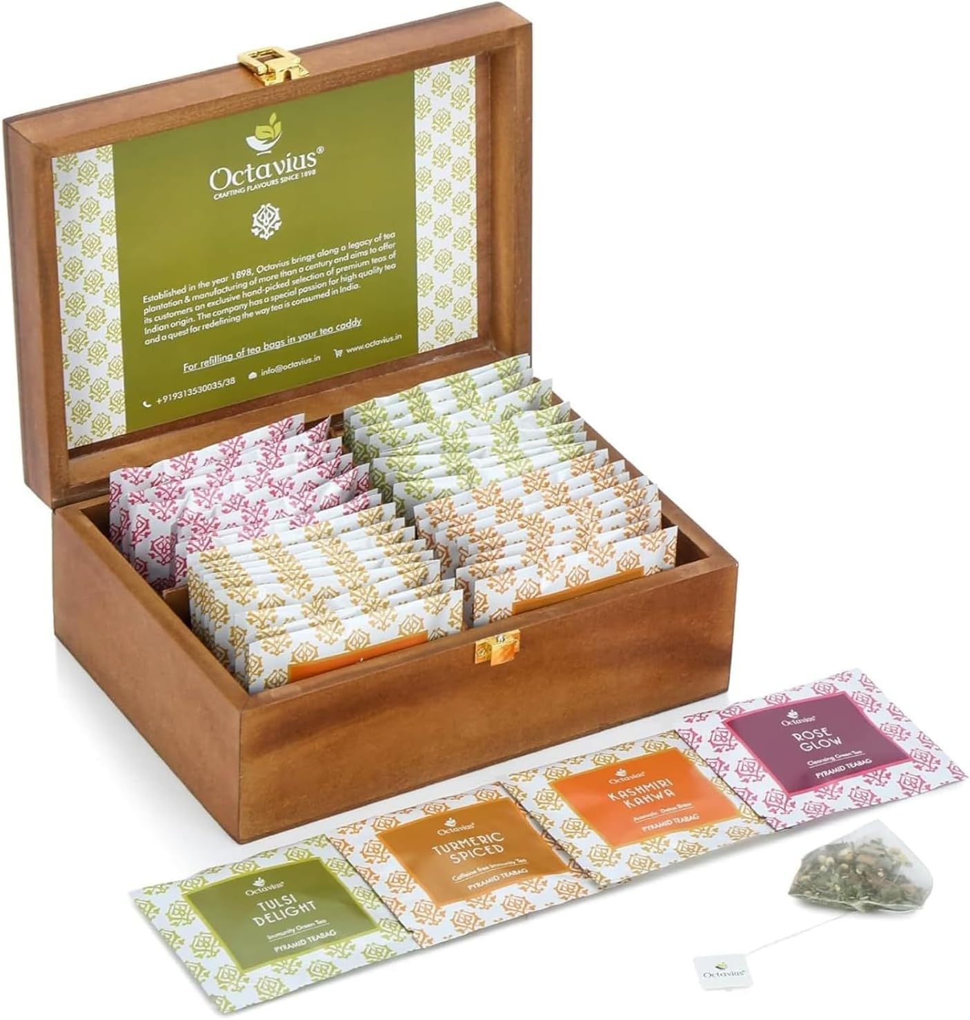 Octavius Assorted Green Tea Gift Set – 40 Pyramid Teabags | 4 Unique ...