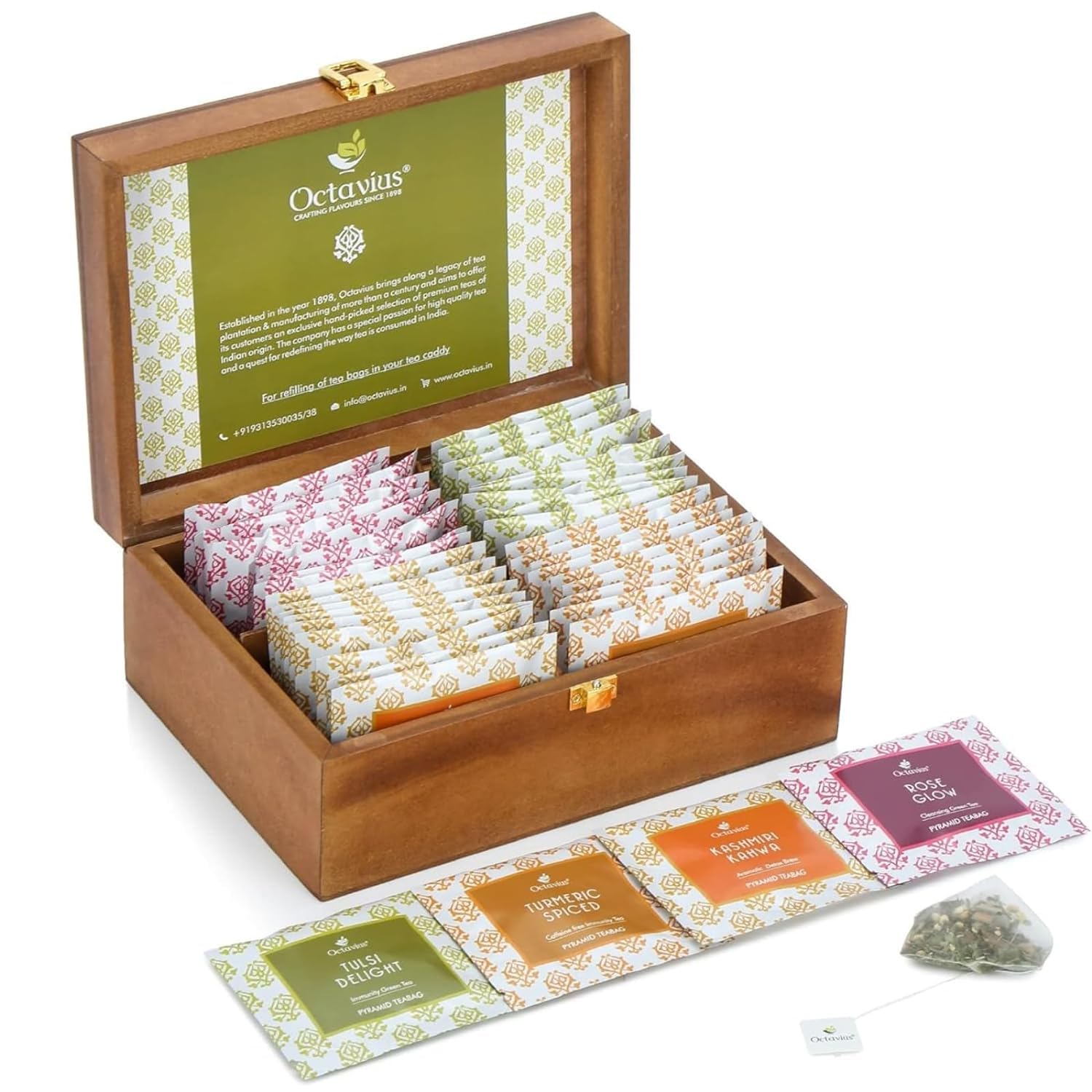 Octavius Assorted Tea | Assortment of 4 Green Teas | 40 Pyramid Teabags ...