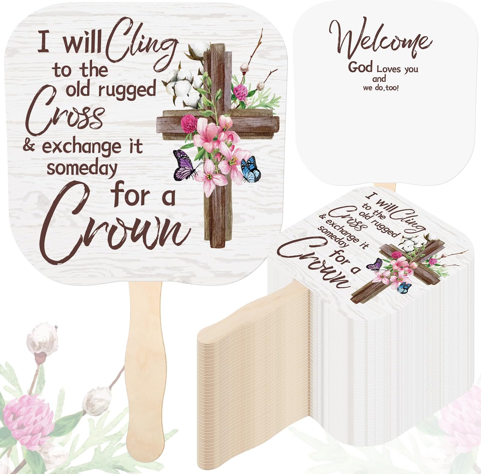 Amazon.com: Beeveer 50 Pcs Christian Paper Hand Fans Foldable Church ...