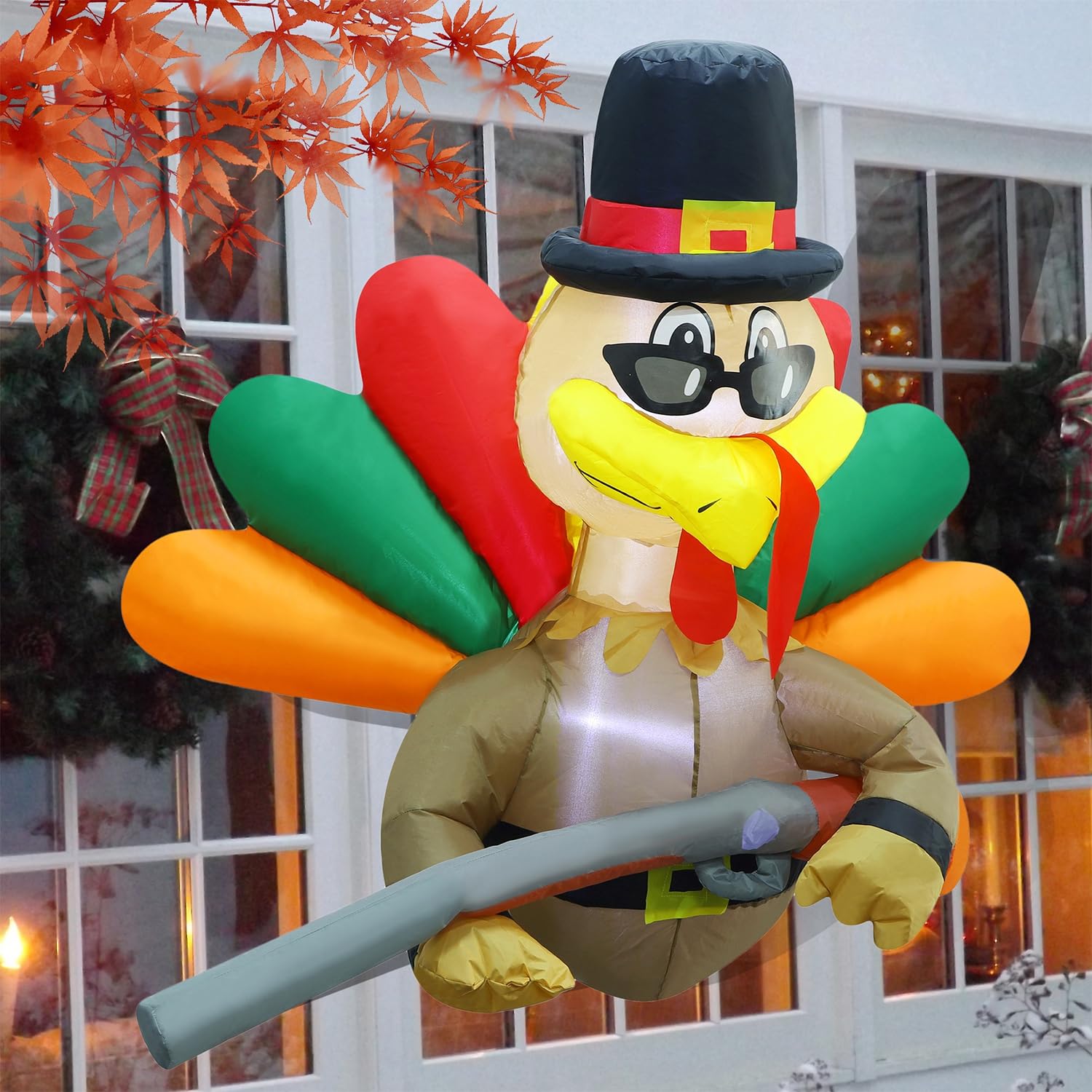 Indoor Light Up Turkey 4.3FT Happy Thanksgiving Inflatable Turkey With