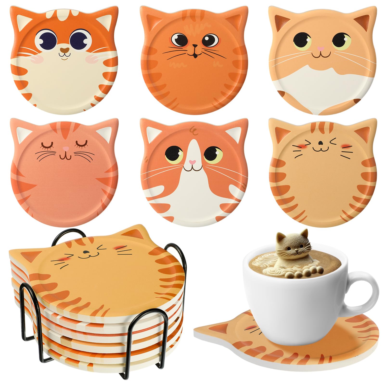 Amazon.com: Funny Cat Coasters for Drink Cute Coasters Cat Gift for Cat ...