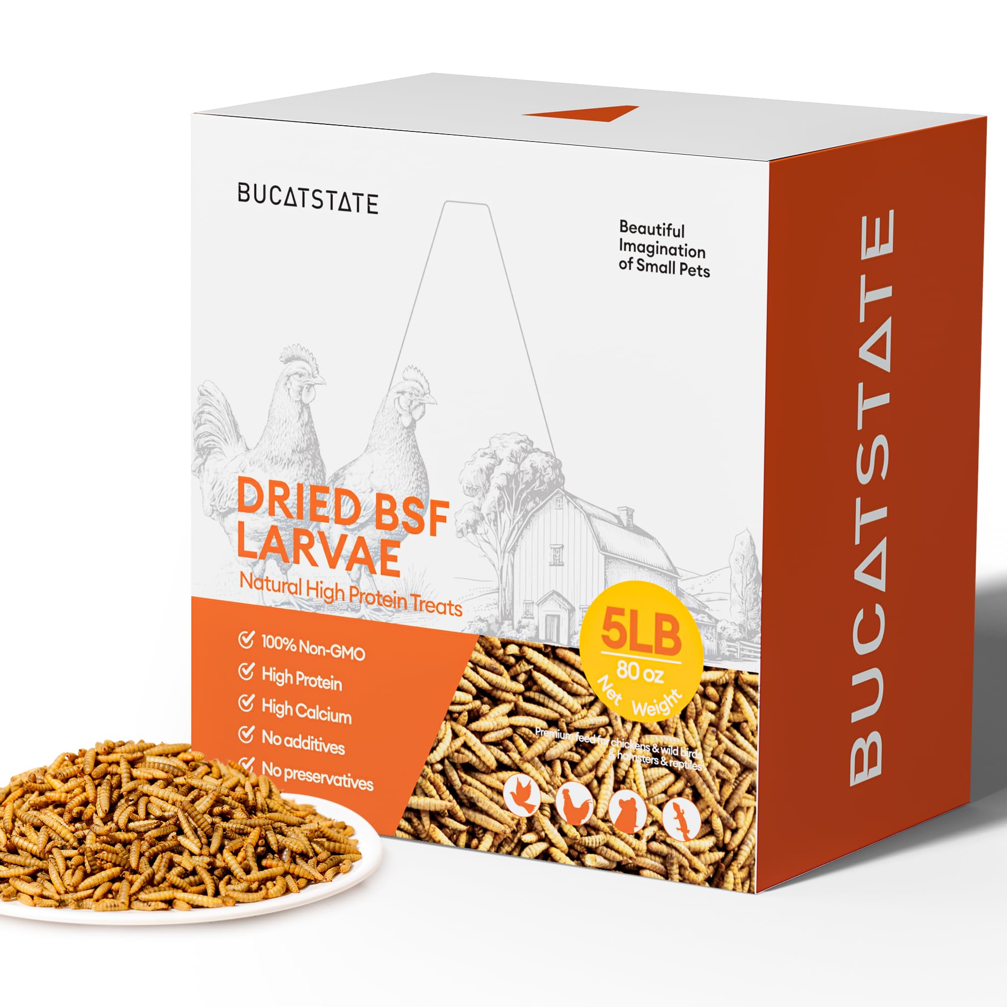 Buy BUCATSTATE 85X Calcium Than Dried Mealworms 5LB for Chicken Feed ...