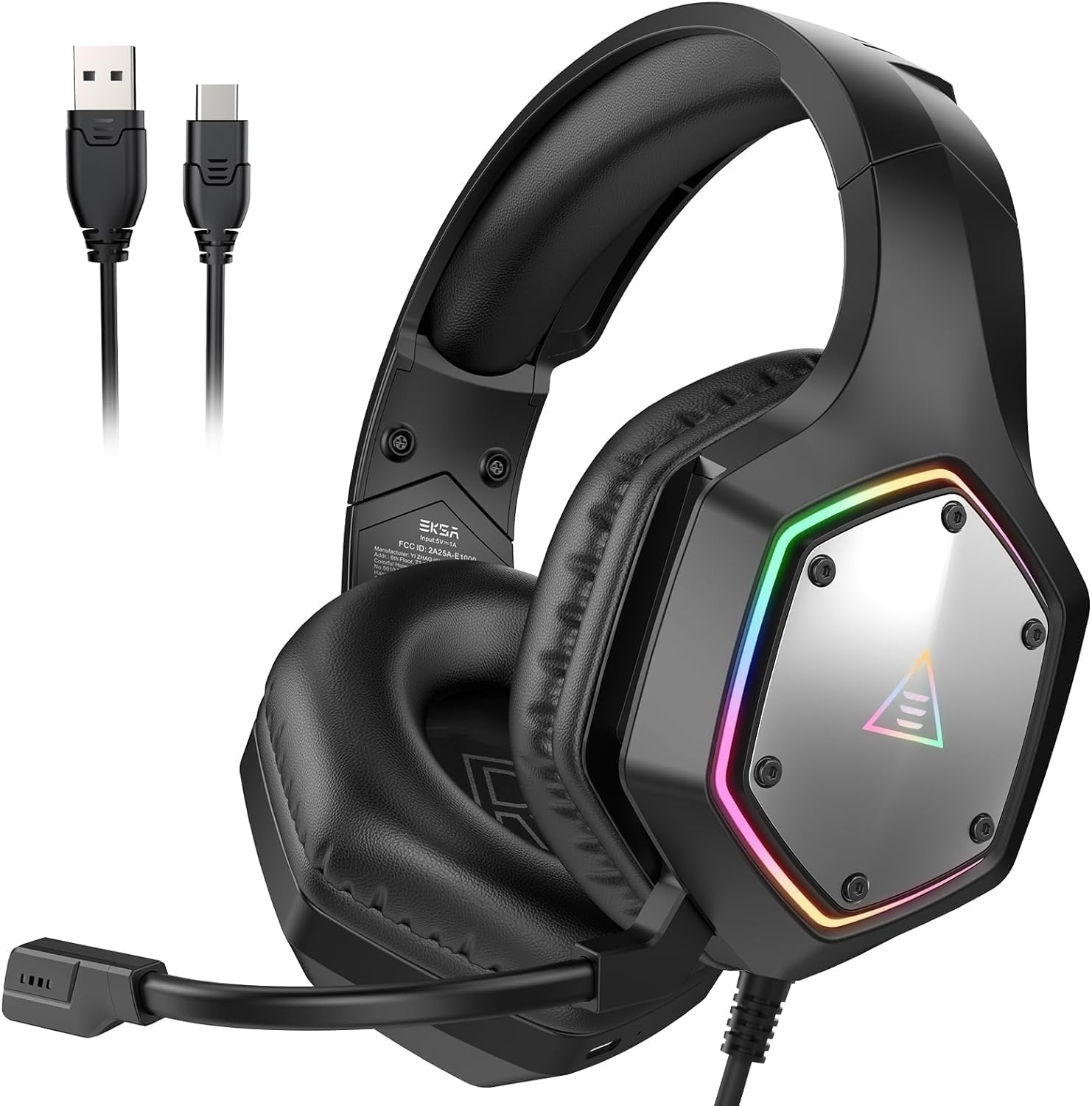 EKSA E1000V2 USB Gaming Headset for PC - Wired Computer Headphones with ...