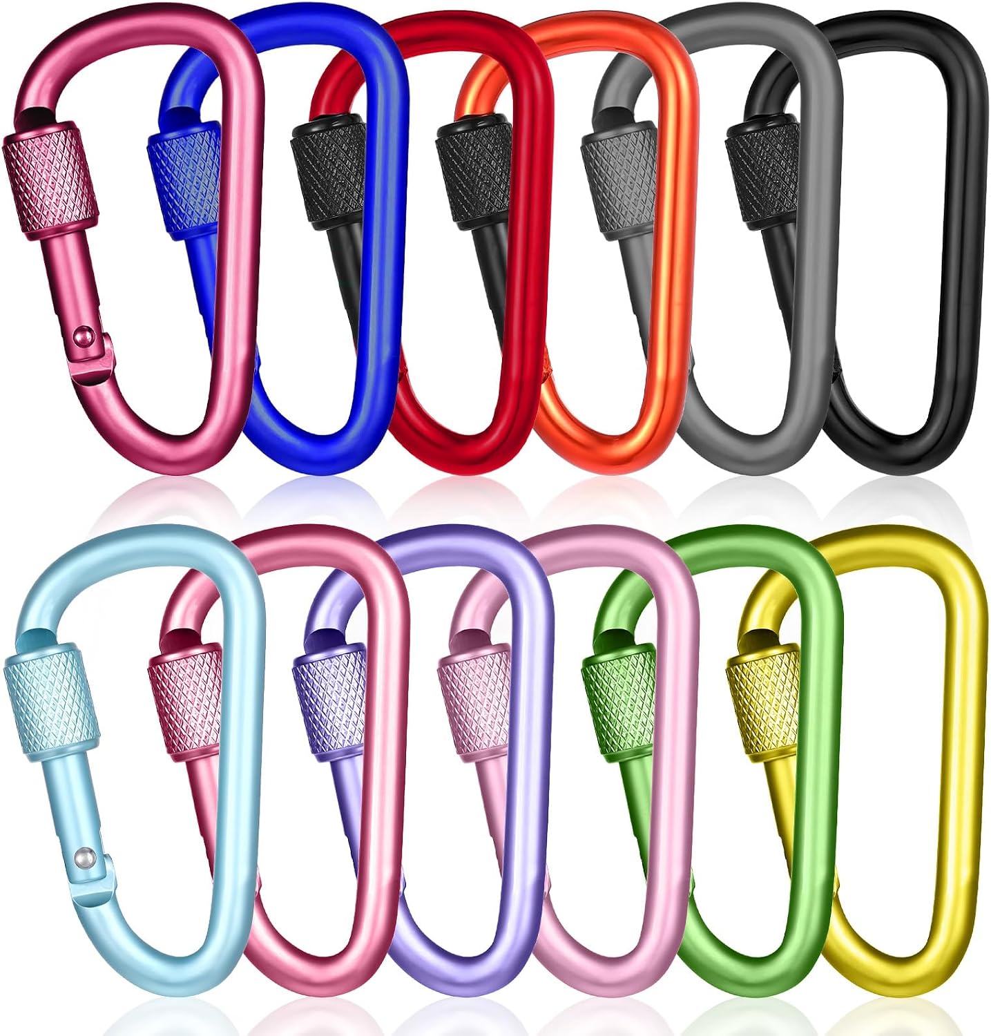 Amazon.com: 12 Pcs D-Shape Carabiner Clasp, 2.2inch Locking Carabiner ...