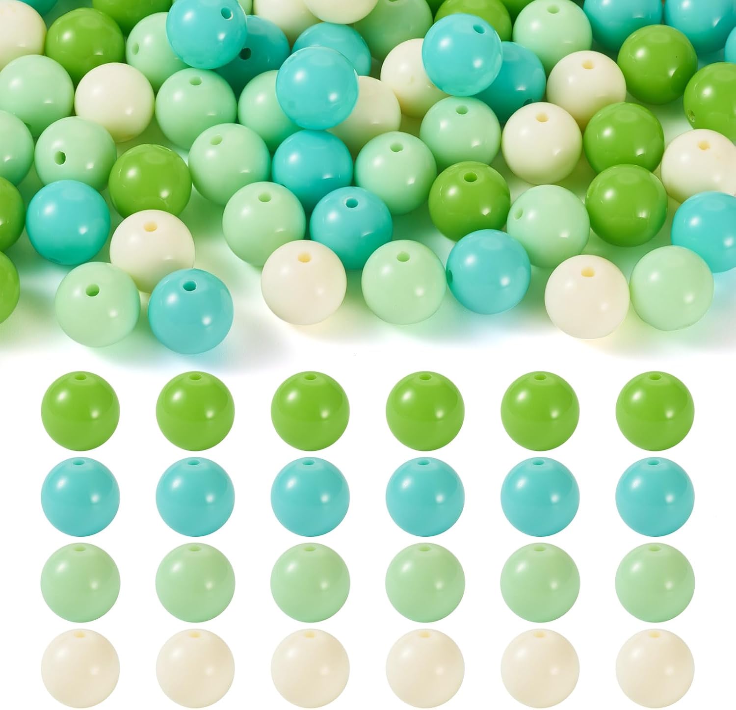 Amazon.com: Magibeads 100Pcs 12mm Acrylic Round Beads Green Small ...