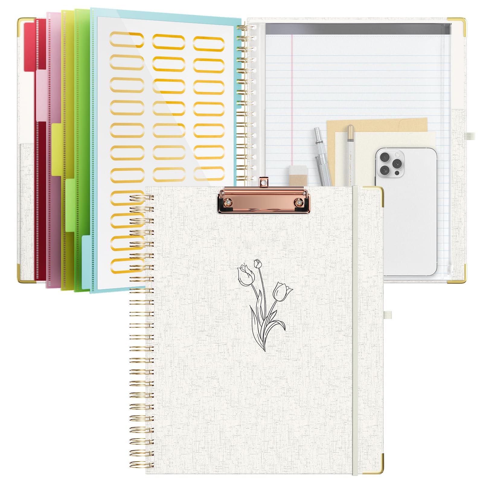 Amazon.com : EYROZILL Spiral Clipboard Folio with Storage, Portfolio ...