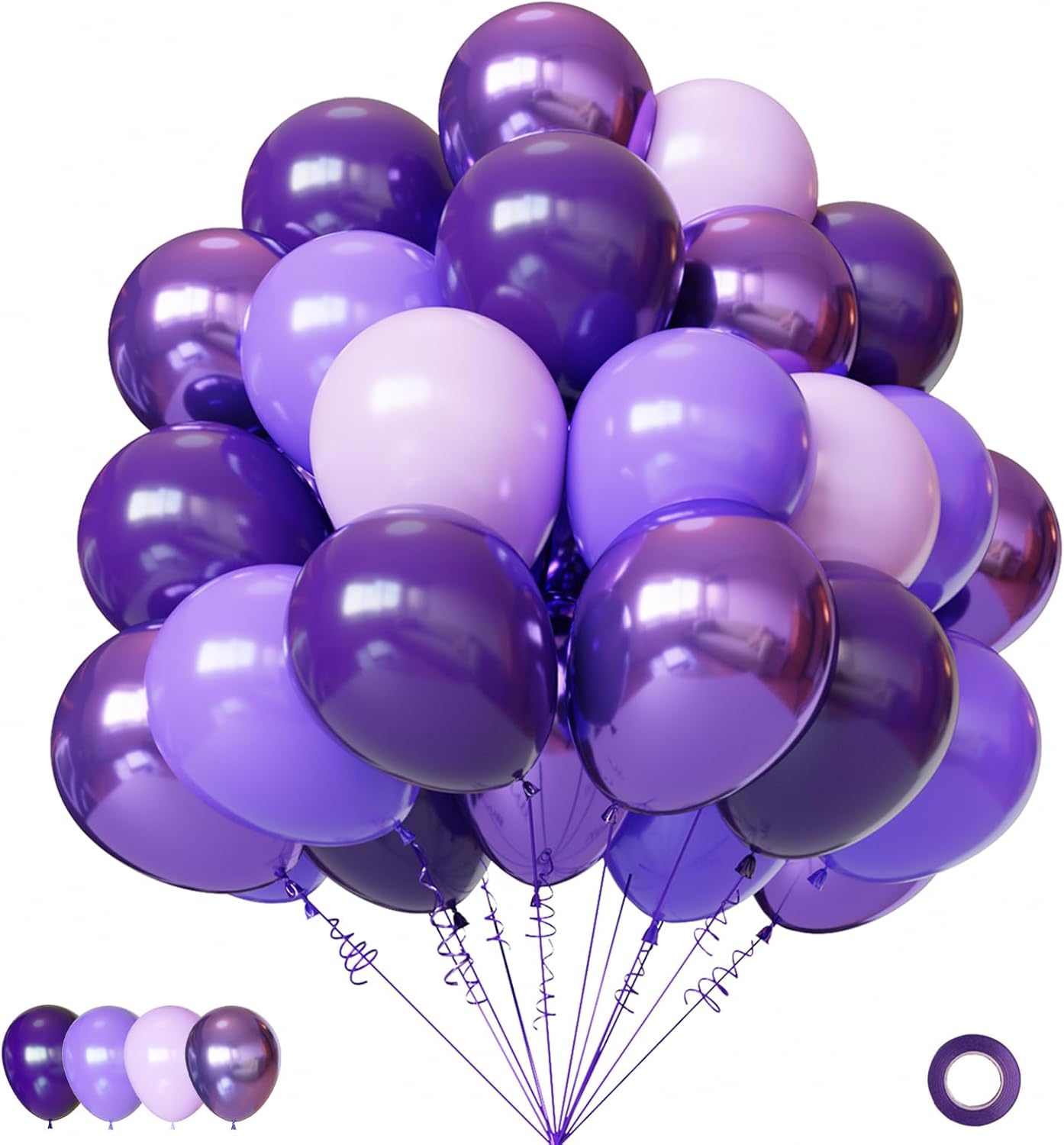 Amazon.com: Lukiituke Purple Balloons, 65Pcs 12Inch Dark Purple Party ...