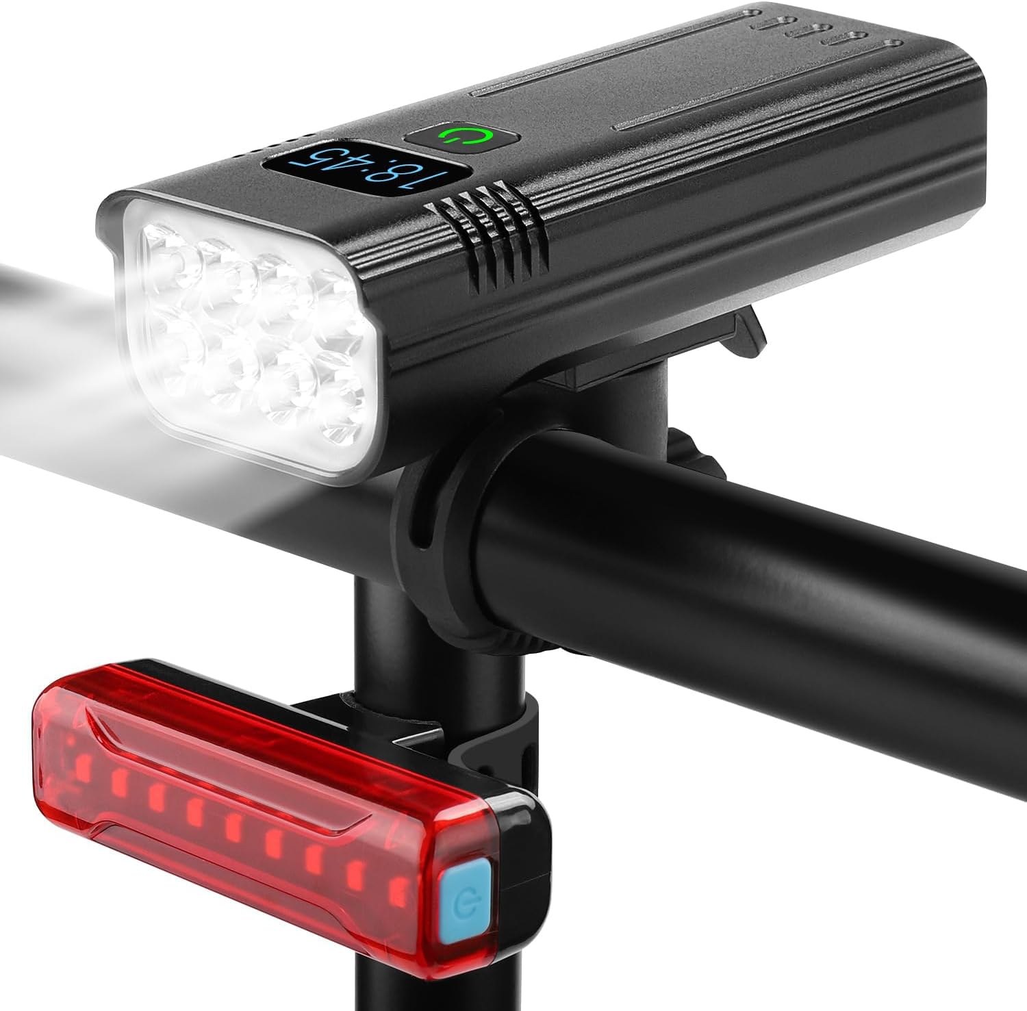 Bike Lights Front and Back, 8000 Lumens Super Bright 8 LED Bike Light ...