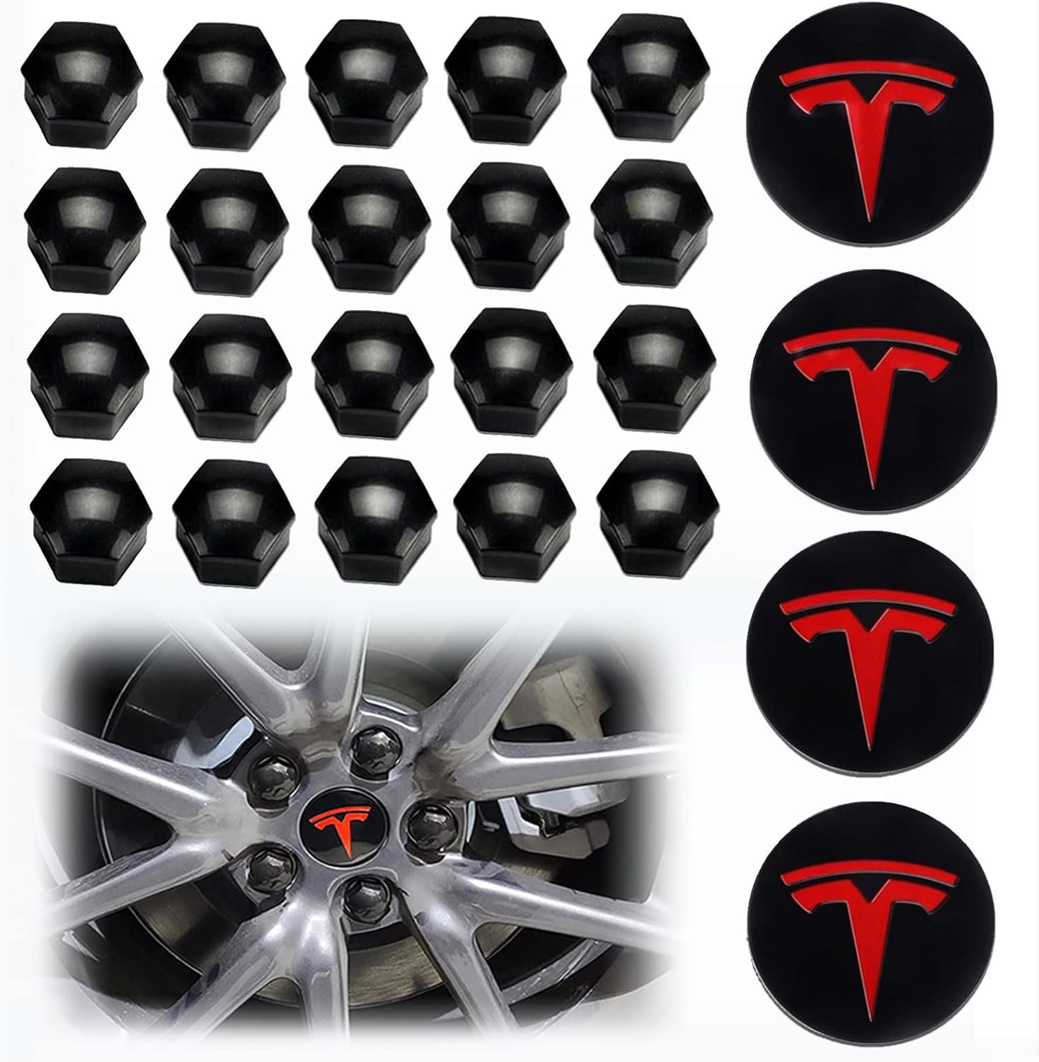 Amazon.com: KENPENRI Aerodynamic Wheel Cap Kit Compatible with Tesla 3 ...