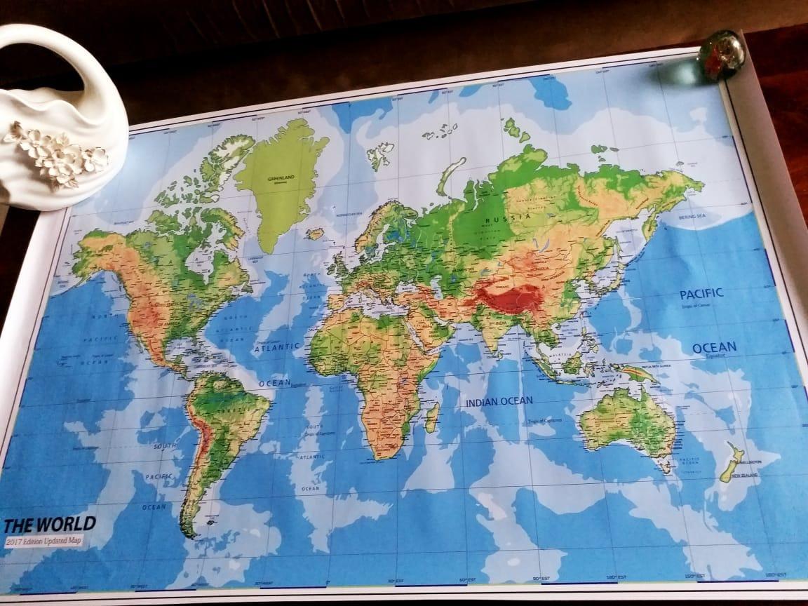 Walls and Murals World Map Wall Posters (70 x 104cm, Vinyl, Multicolour ...