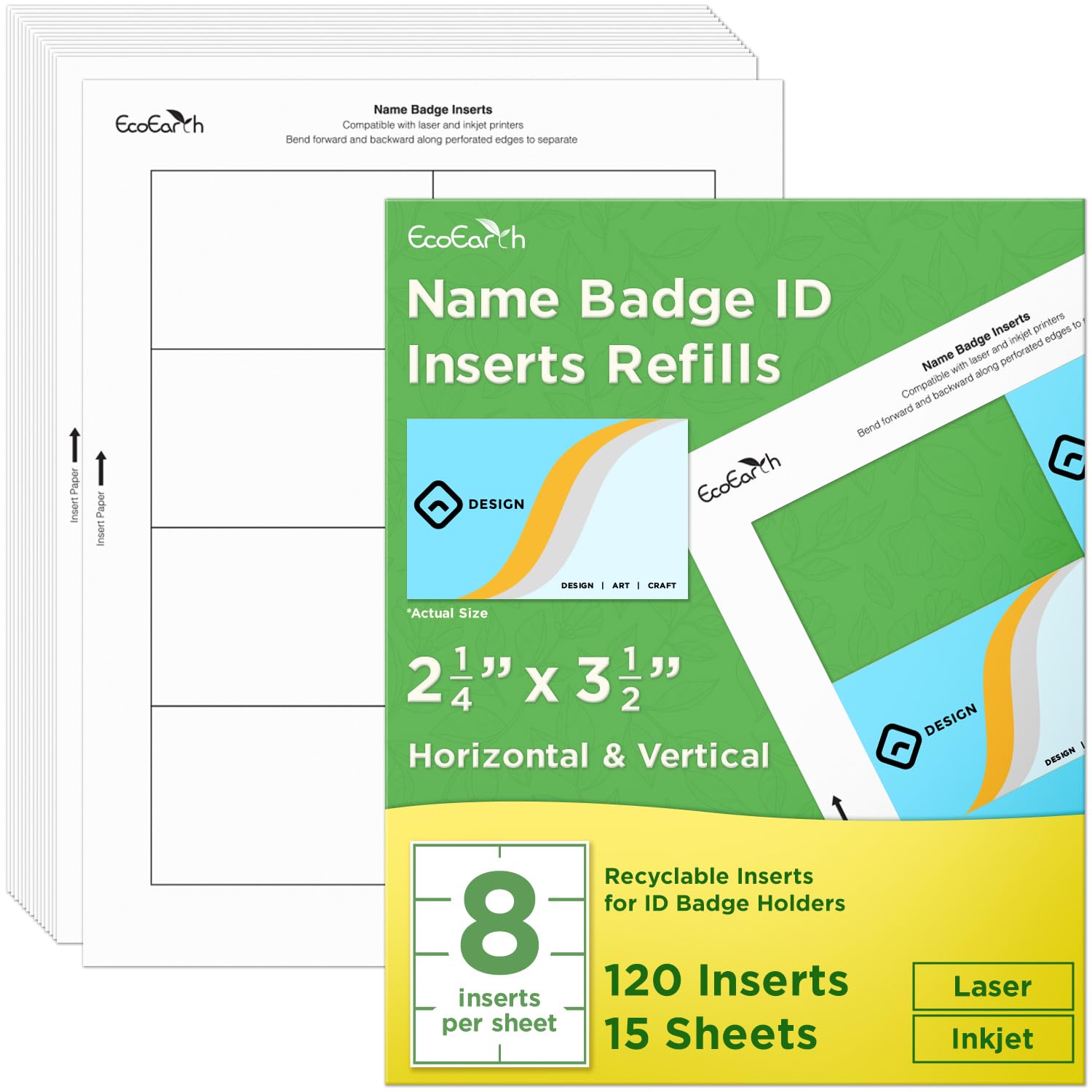 Snapklik.com : Name Tag Inserts - 225x35, 120 Cards, 15 Sheets ...