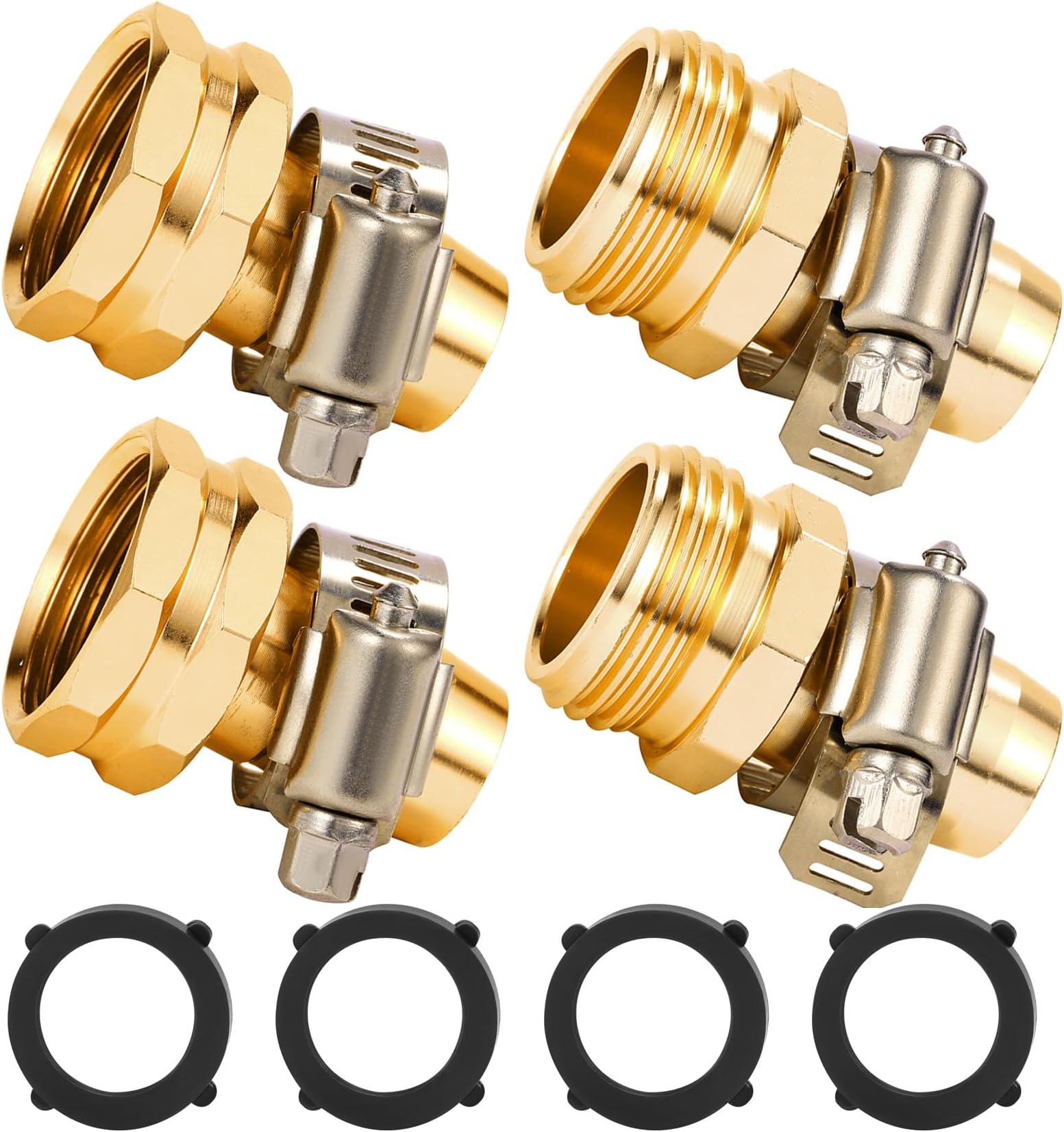 Amazon.com : Sanpaint,Brass Garden Hose Repair Connector with Clamps ...