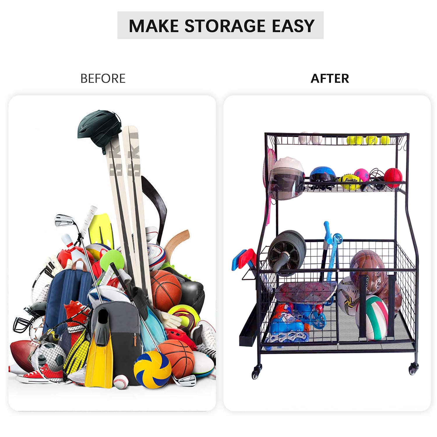 Omreid Garage Storage System, Garage Sports Equipment Oganizer With ...
