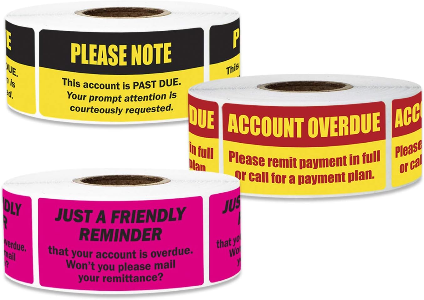 Amazon.com: Account Overdue Sticker Bundle - 2 x 1 Inch Yellow/Red/Pink ...
