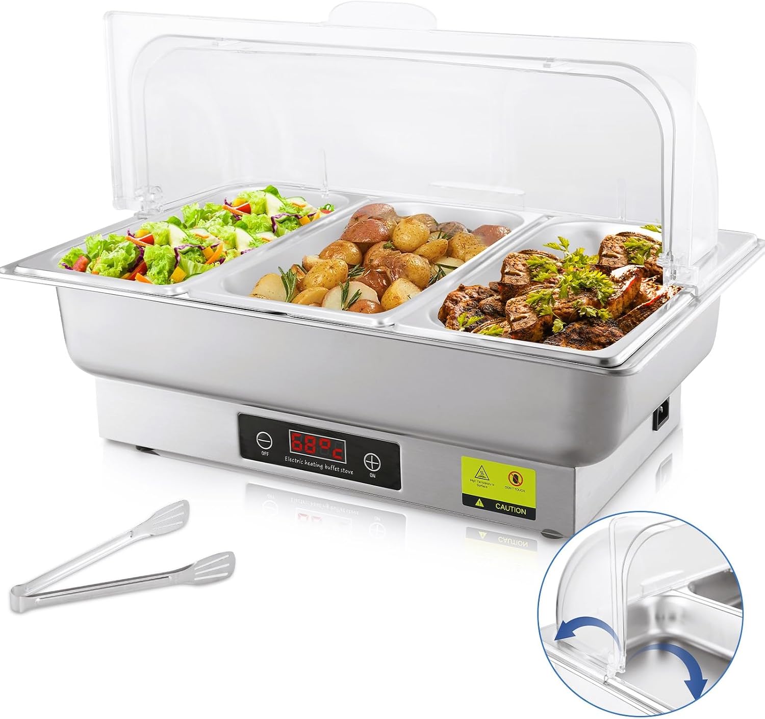 Amazon.com: THXSUN Electric Chafing Dish, 3 x 3QT Size Electric Chafing ...