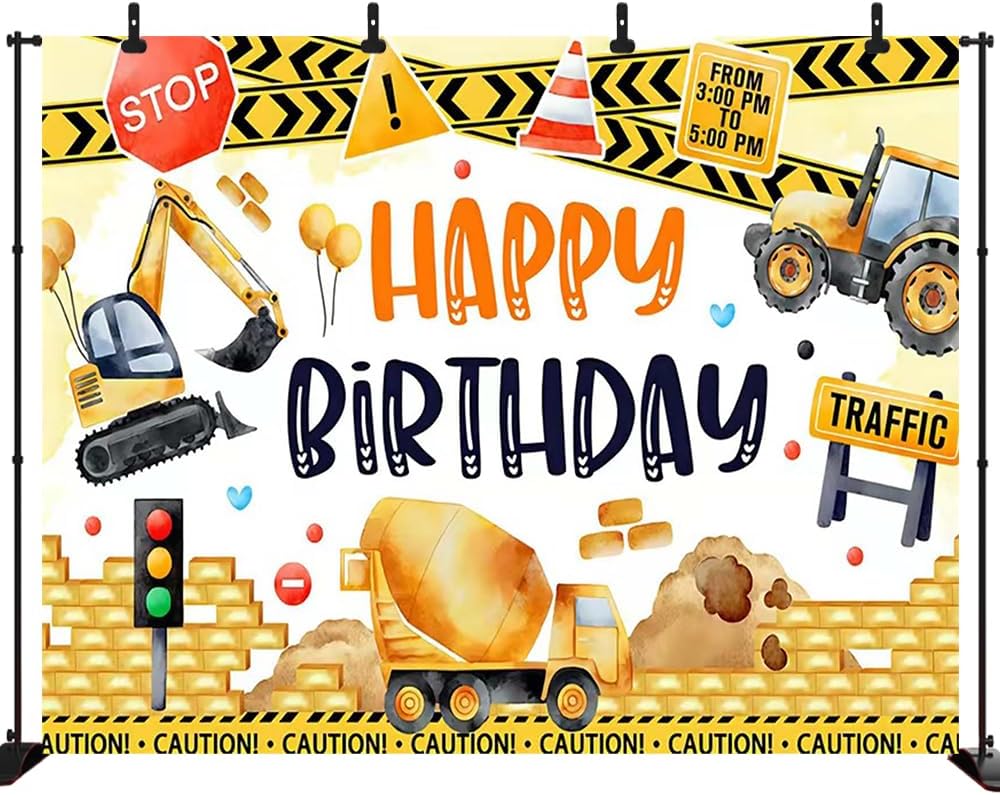 Amazon.com : 7X5FT Construction Theme Birthday Backdrop Dump Truck ...