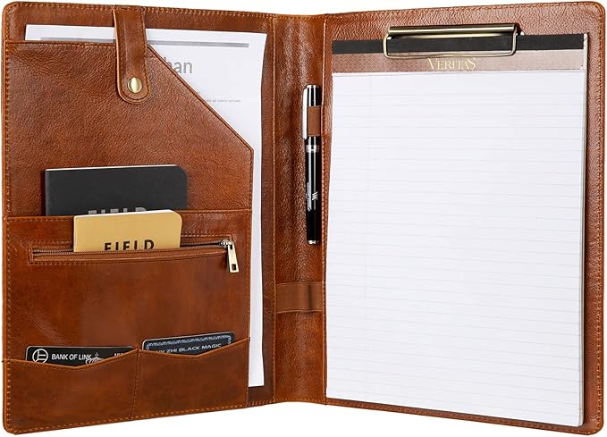 Amazon.com : Genuine Leather Portfolio for Men, Leather Clipboard ...