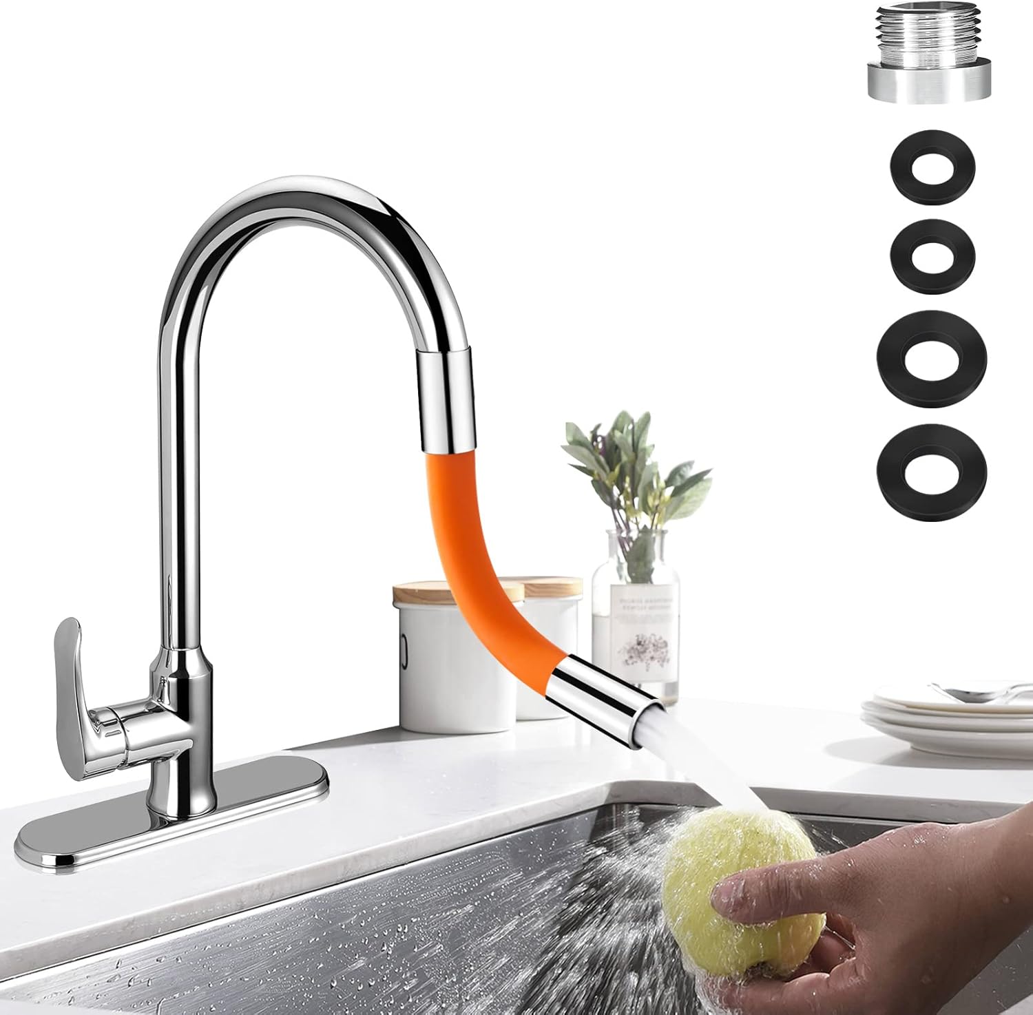 YOMAIS 20CM(7.87") Faucet Extender Tubes, 360° Free Rotating Foaming ...