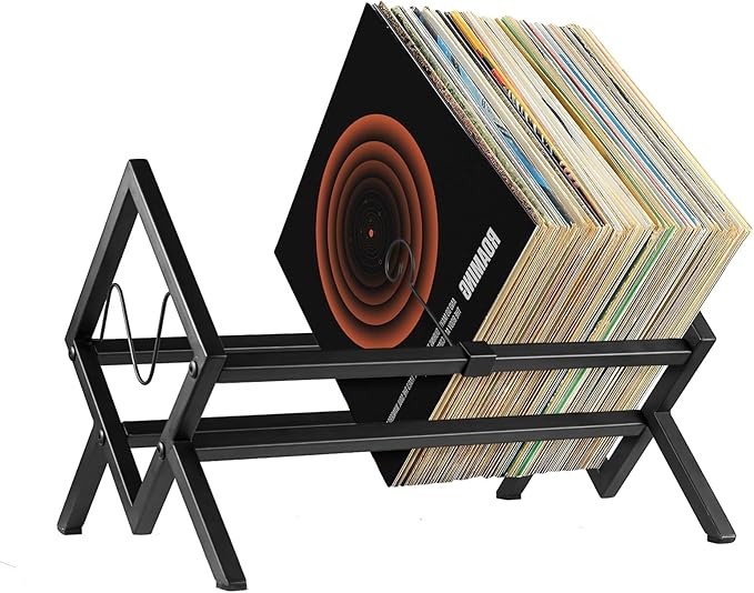 Vinyl Record Storage Rack, 80–100 LP Record Holder, Metal Vinyl ...