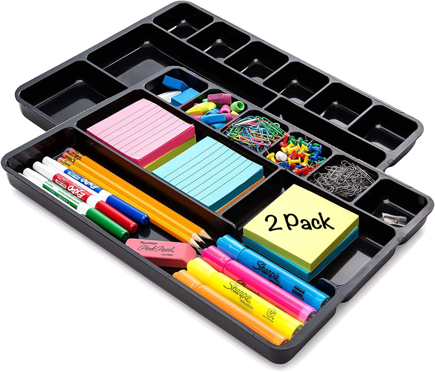 Amazon.com: Desk Drawer Organizer Tray, Office Desk Organizer Tray with ...